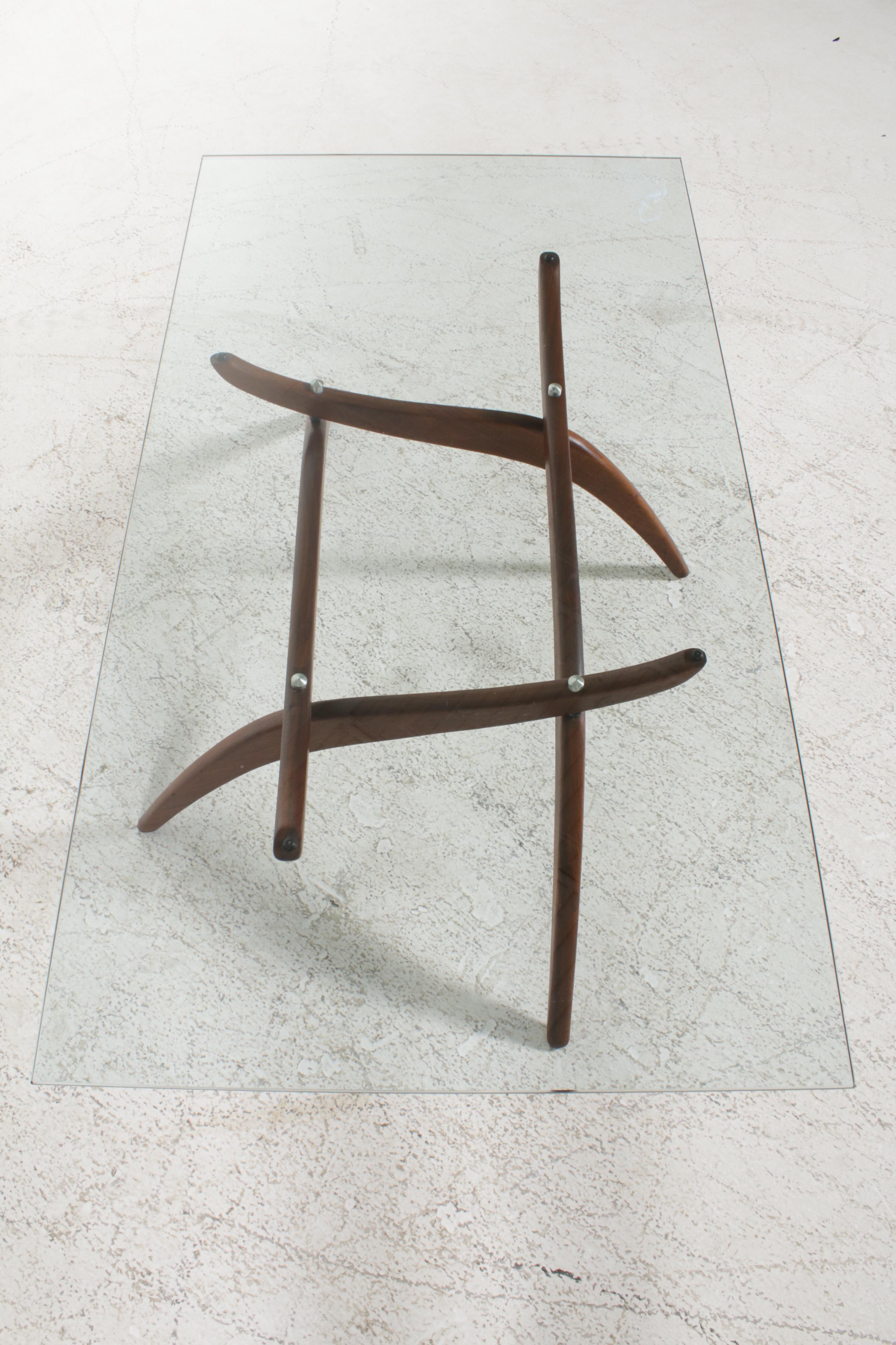 Forest Wilson Mid Century Modern Walnut and Glass Sculptural Coffee ...