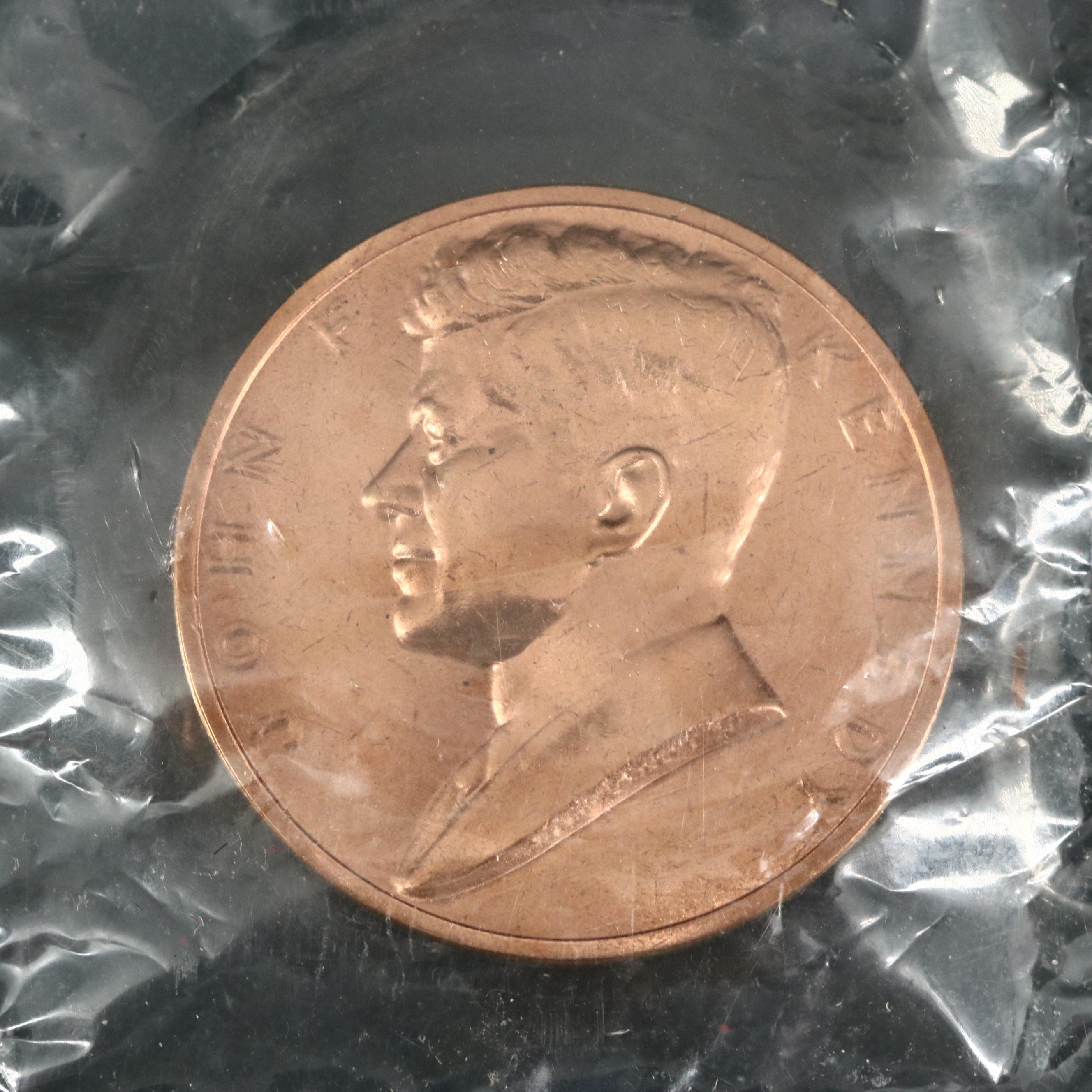 1882 Morgan Silver Dollar and Commemorative Kennedy Inauguration Copper ...