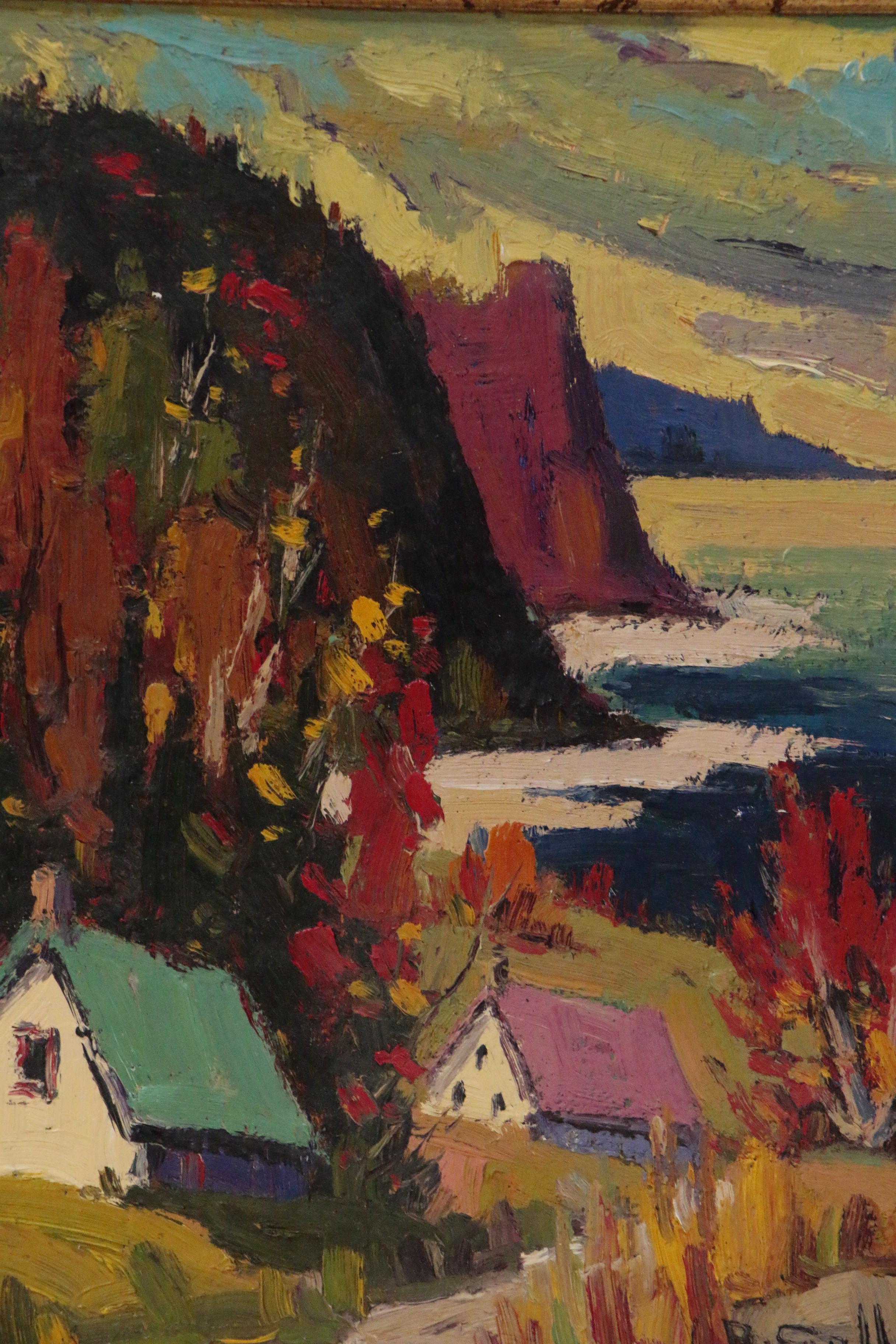 Robert Galli Fauvist Landscape Oil Painting of Seaside Cottages | EBTH