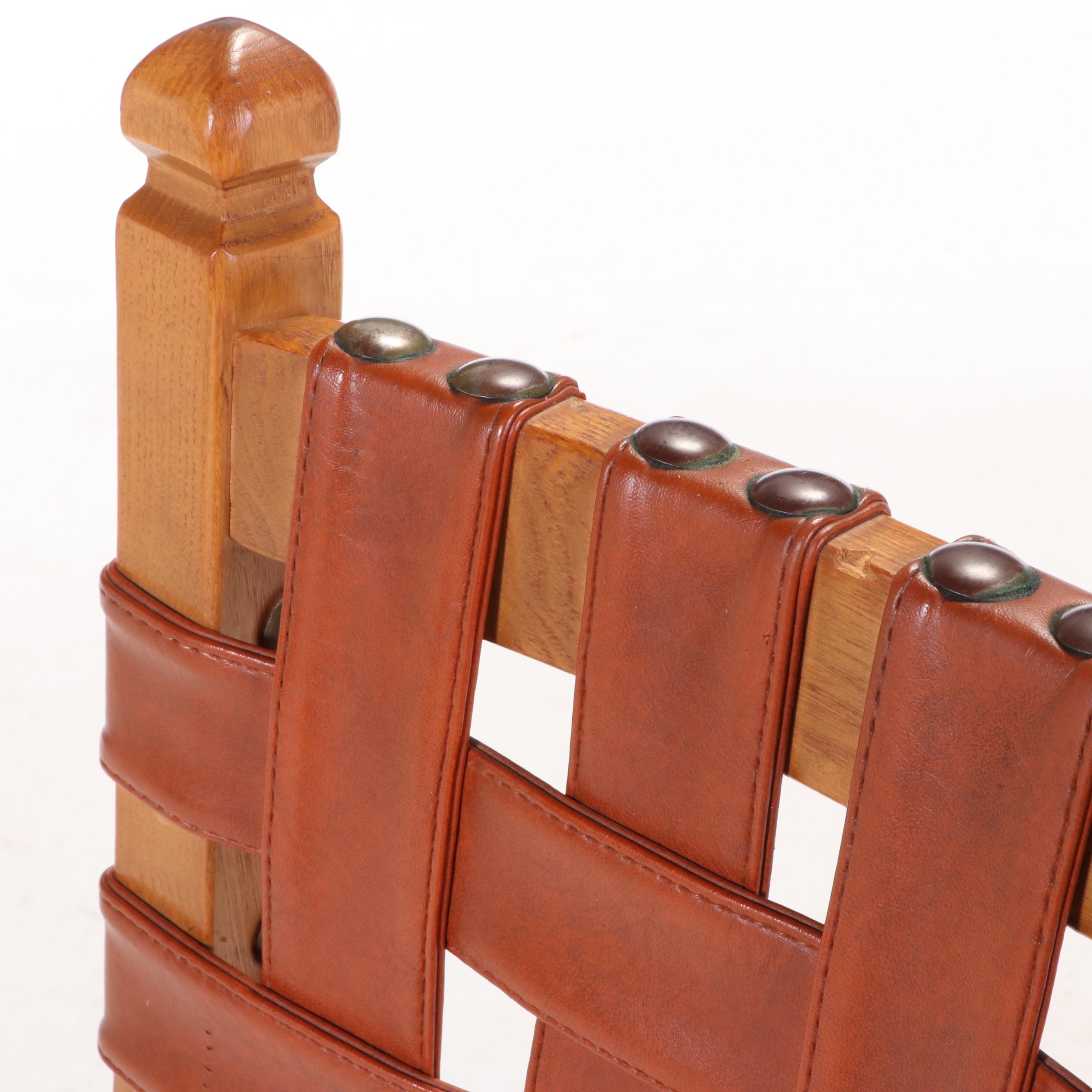 Pair of Empire State Chair Co. Oak and Vinyl Side Chairs | EBTH