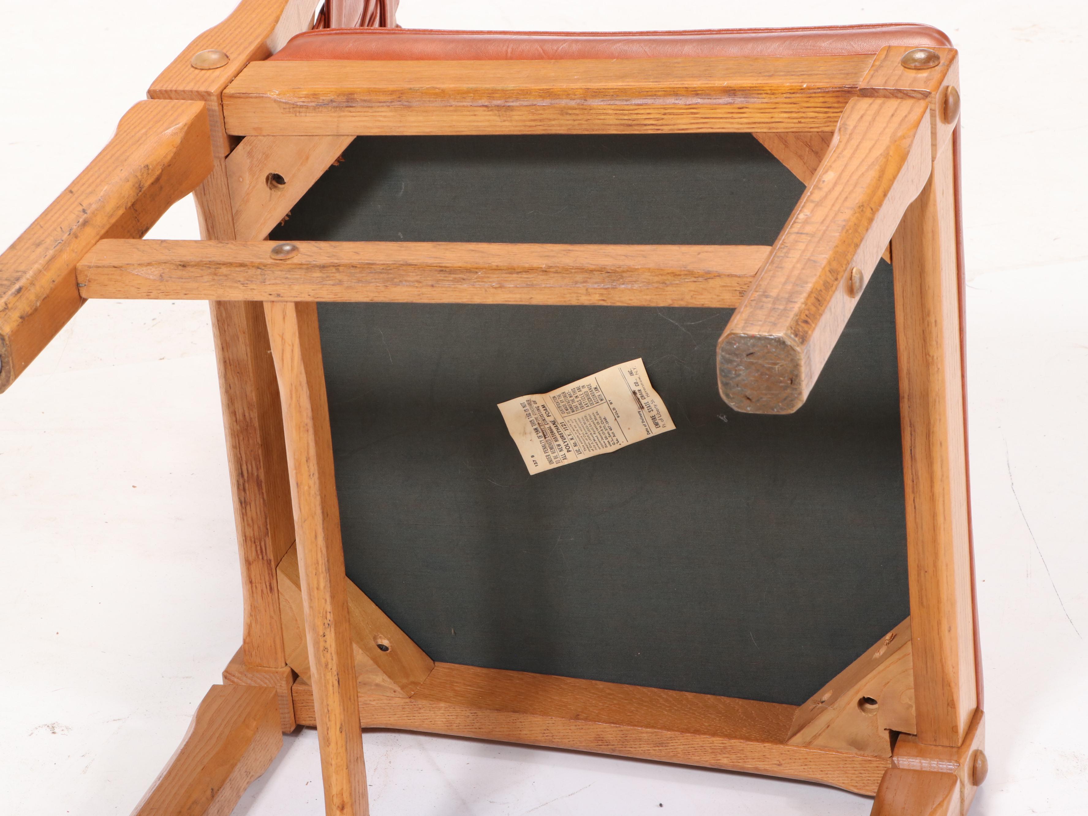 Pair of Empire State Chair Co. Oak and Vinyl Side Chairs | EBTH