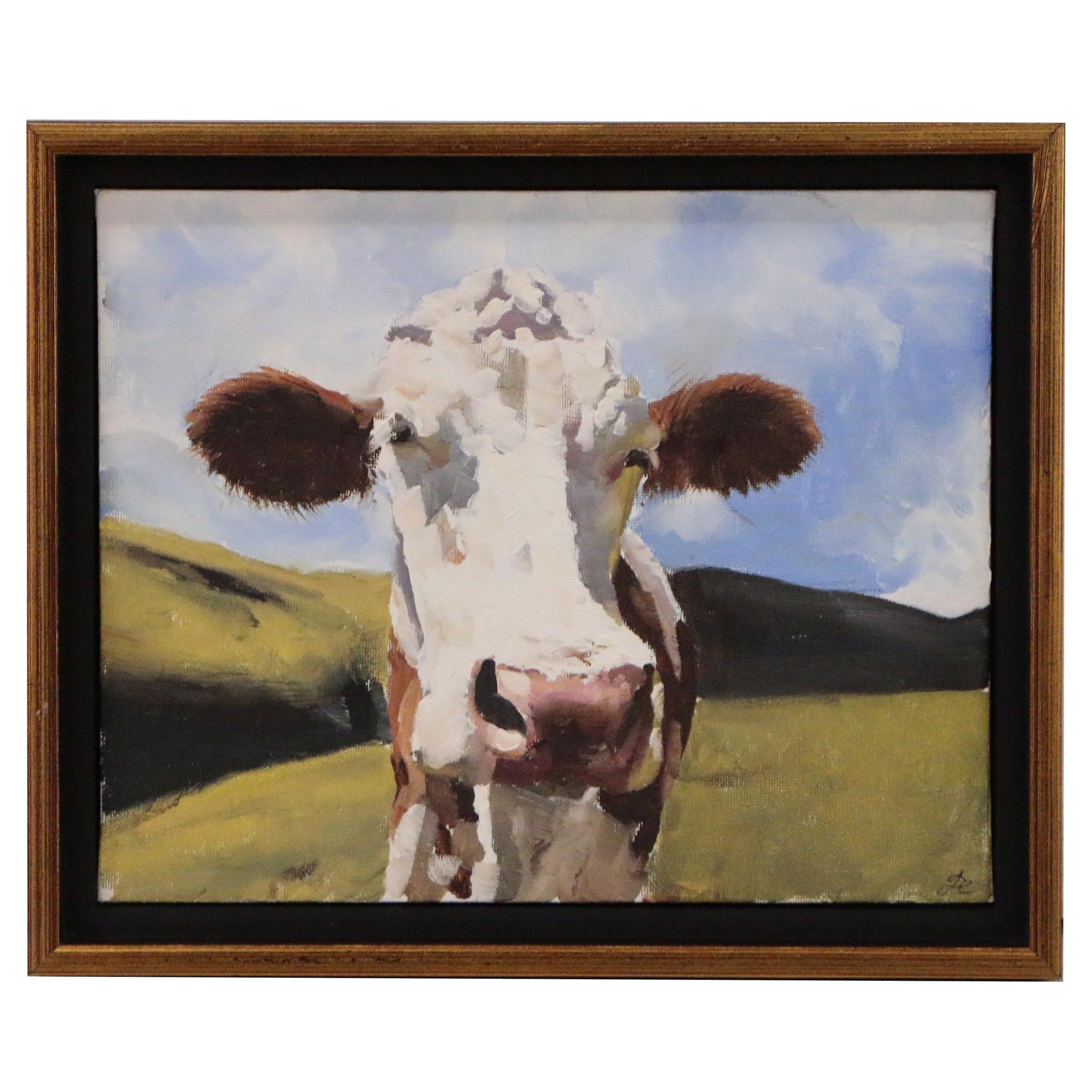 James Coates Cow Portrait Oil Painting, 21st Century | EBTH