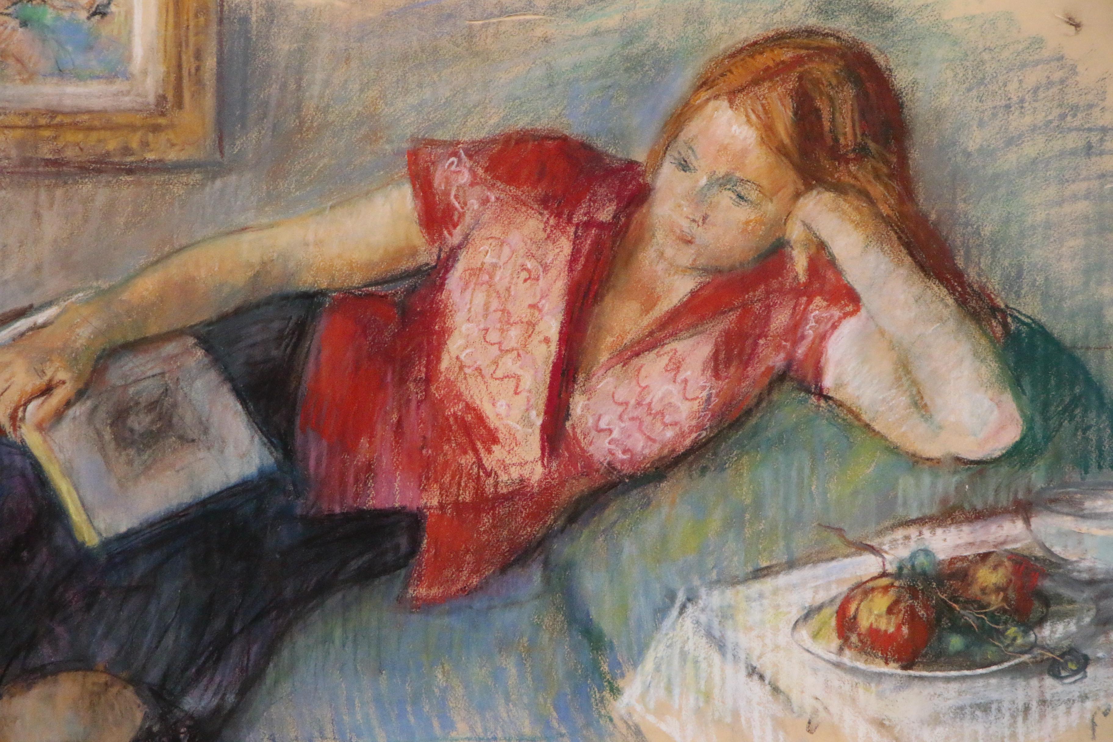 Robert Philipp Figural Portrait Pastel Drawing, Mid to Late 20th ...