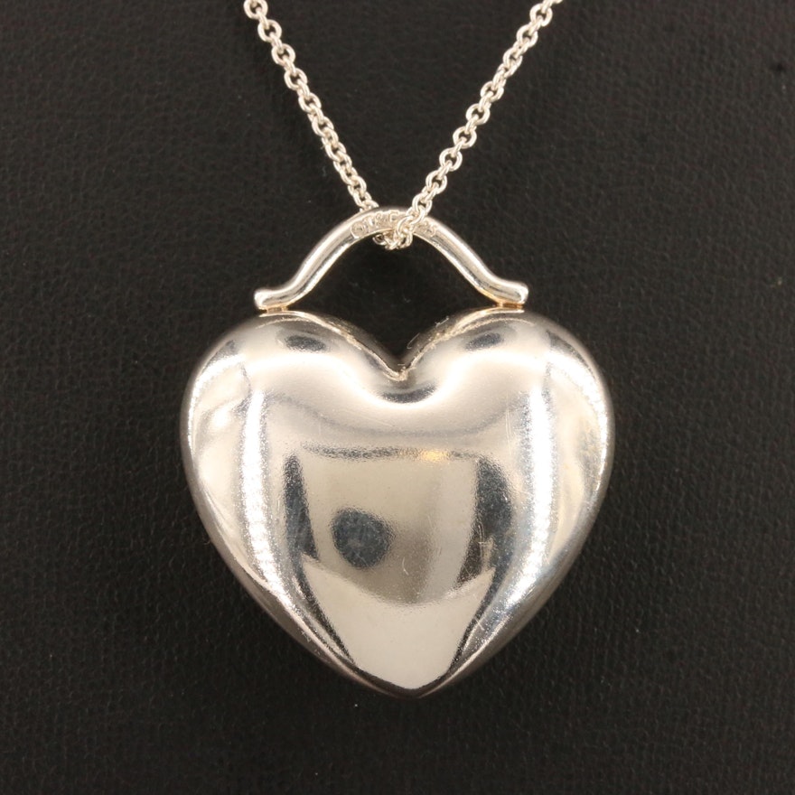 Tiffany & Co. Sterling Silver Puffy Heart Pendant Necklace Tiffany & Co. Sterling Silver Puffy Heart Pendant Necklace