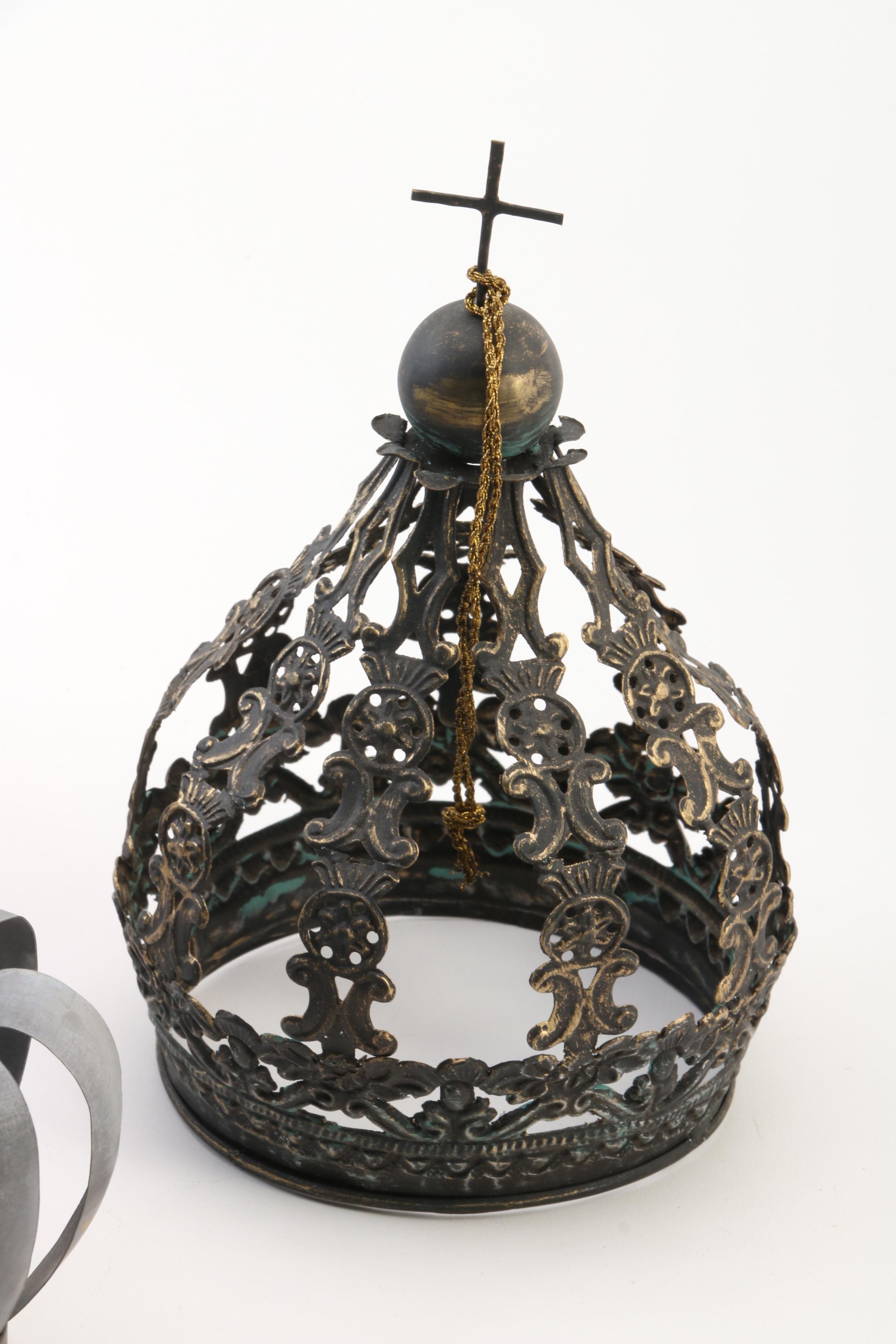 Artisan Crafted Gilt Metal and Wooden Christian Decorative Crowns | EBTH
