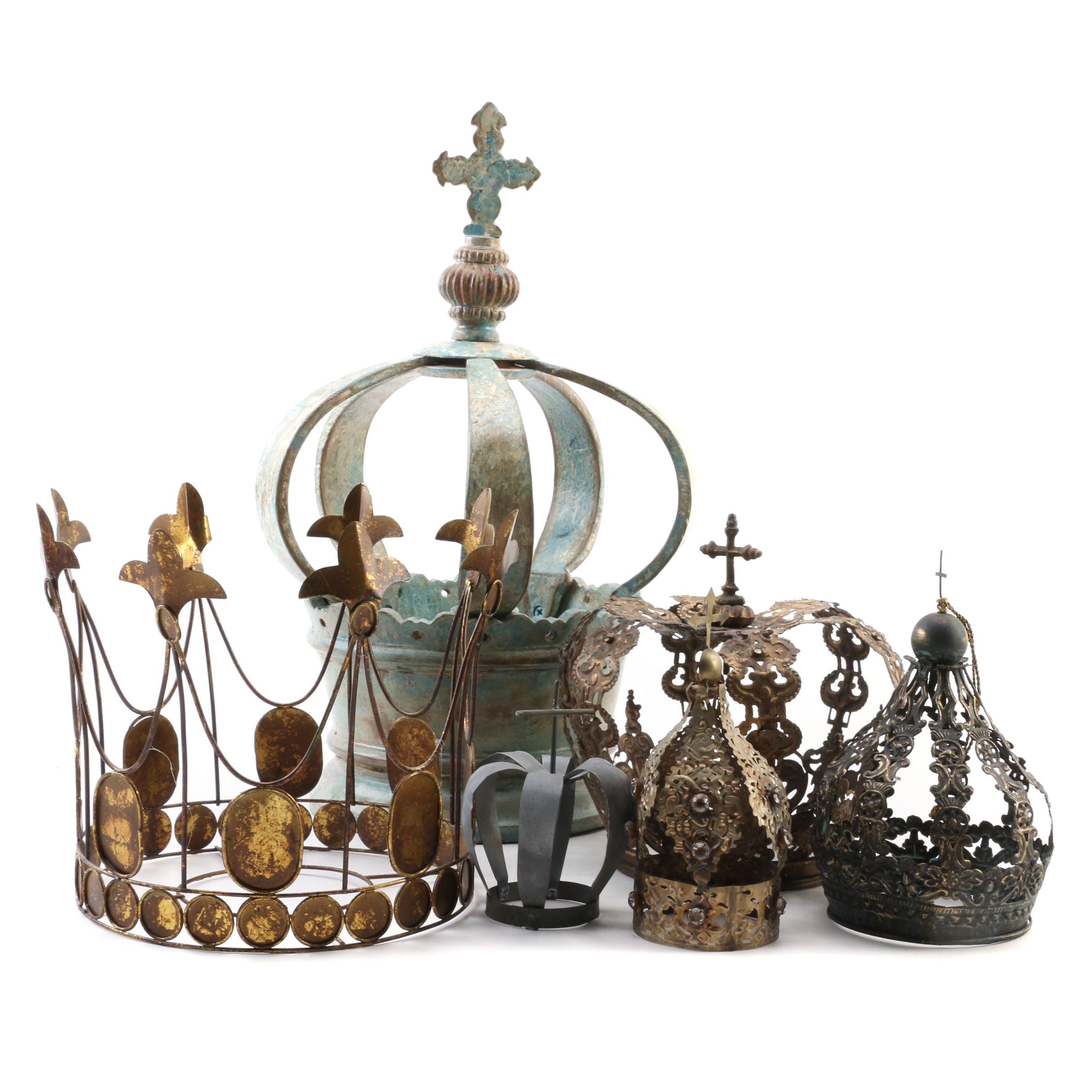 Artisan Crafted Gilt Metal and Wooden Christian Decorative Crowns | EBTH
