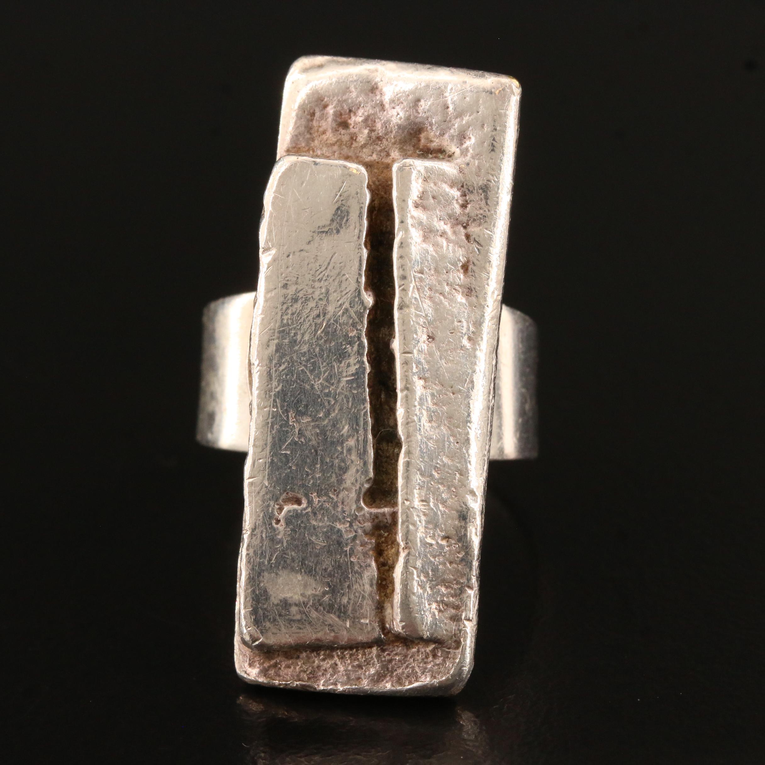 Brutalist Jacob Hull Sterling Silver Ring | EBTH