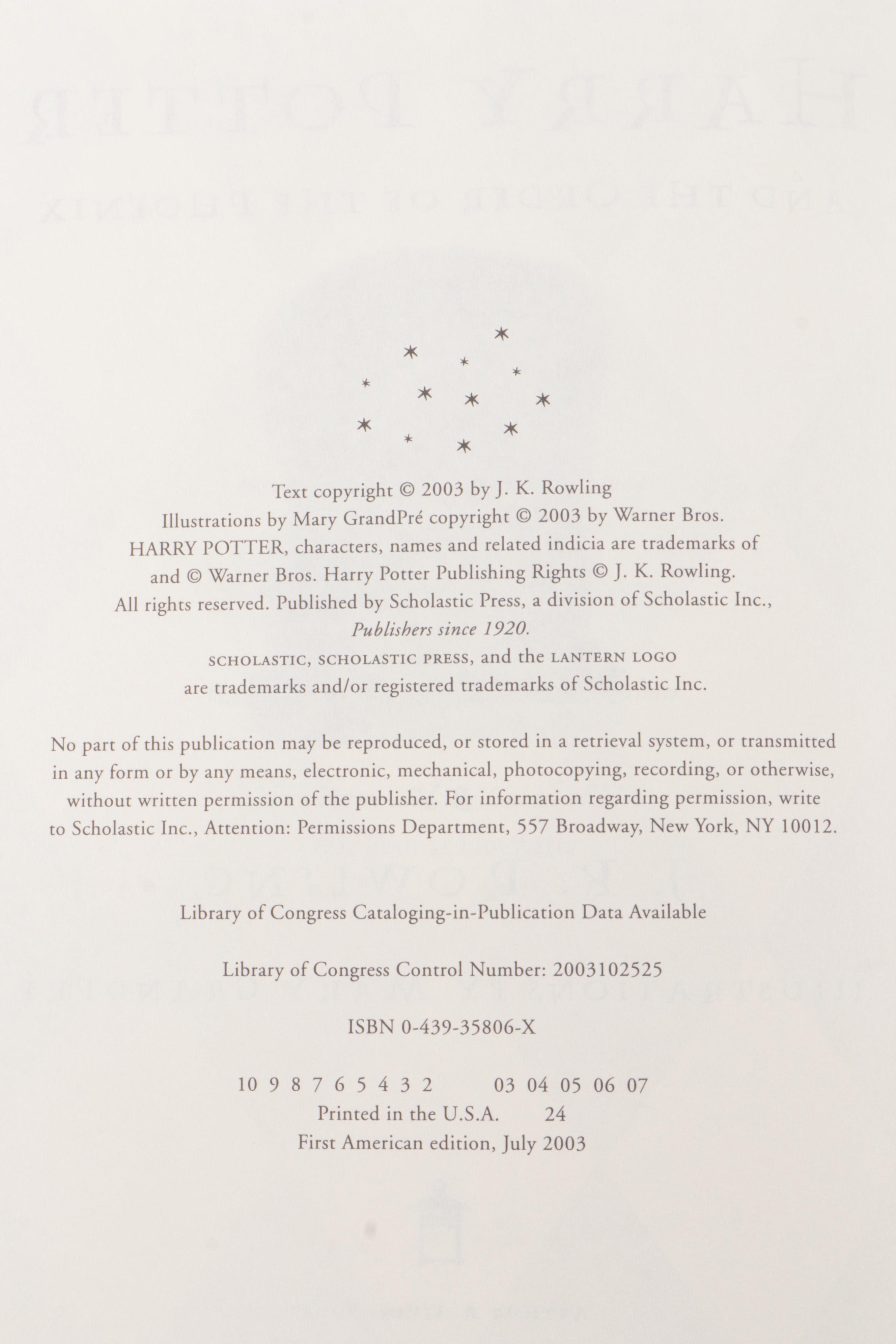 First American Edition "Harry Potter" Complete Set by J. K. Rowling ...