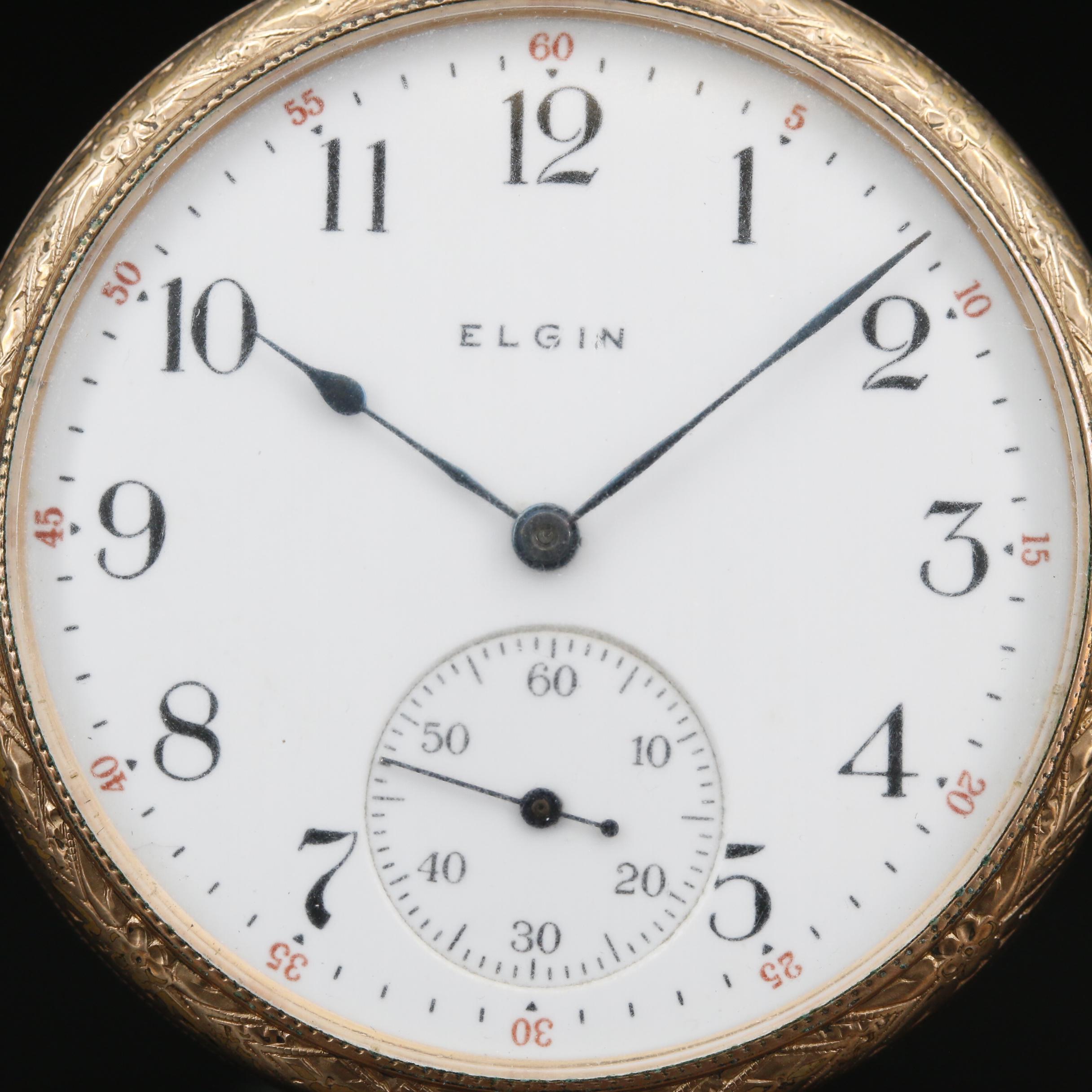 1911 Elgin Gold Filled Side Winder Pocket Watch | EBTH