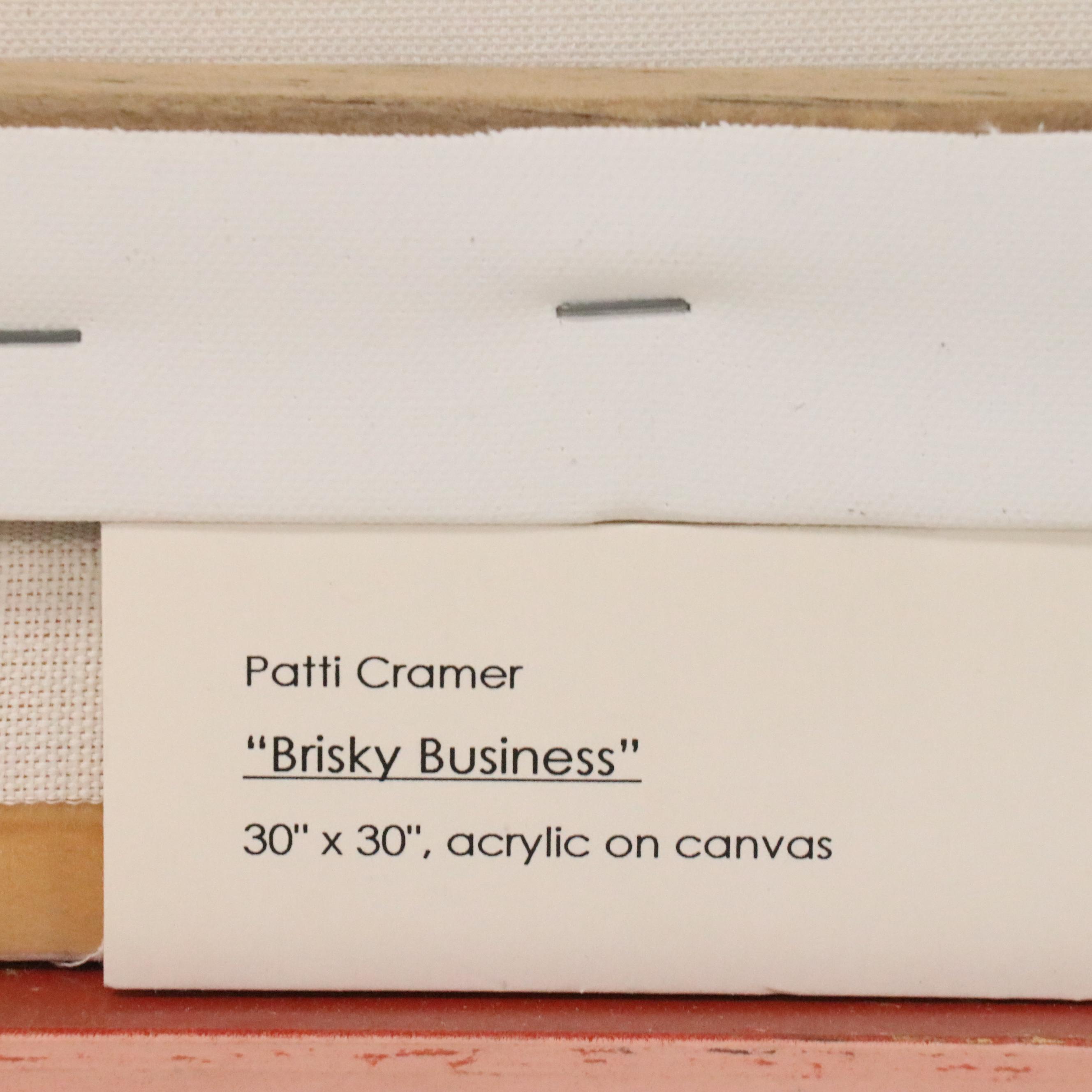 Patti Cramer Stylized Acrylic Painting of Cafe Scene "Brisky Business ...