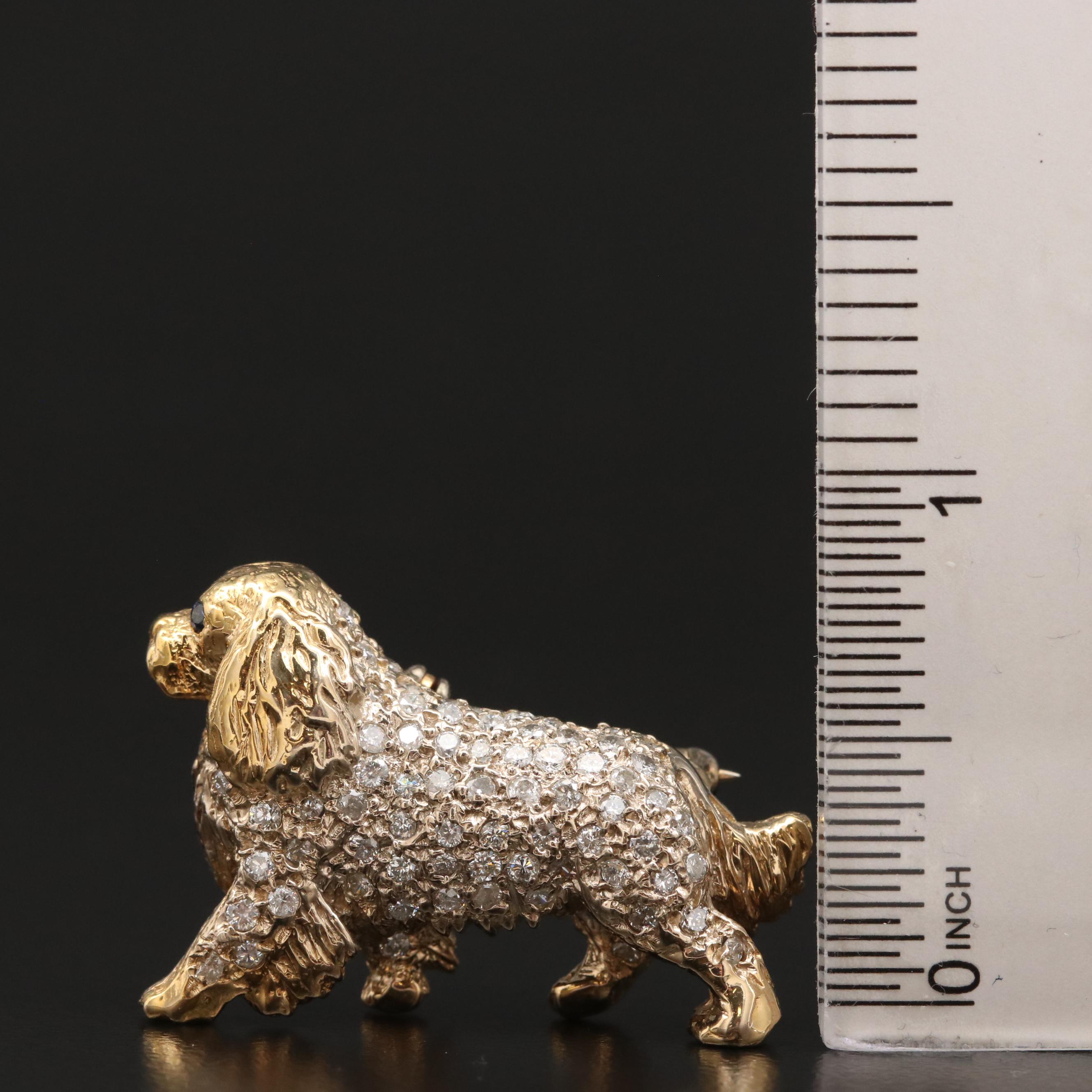 1950s 14K Diamond and Sapphire Cavalier King Charles Spaniel Converter ...