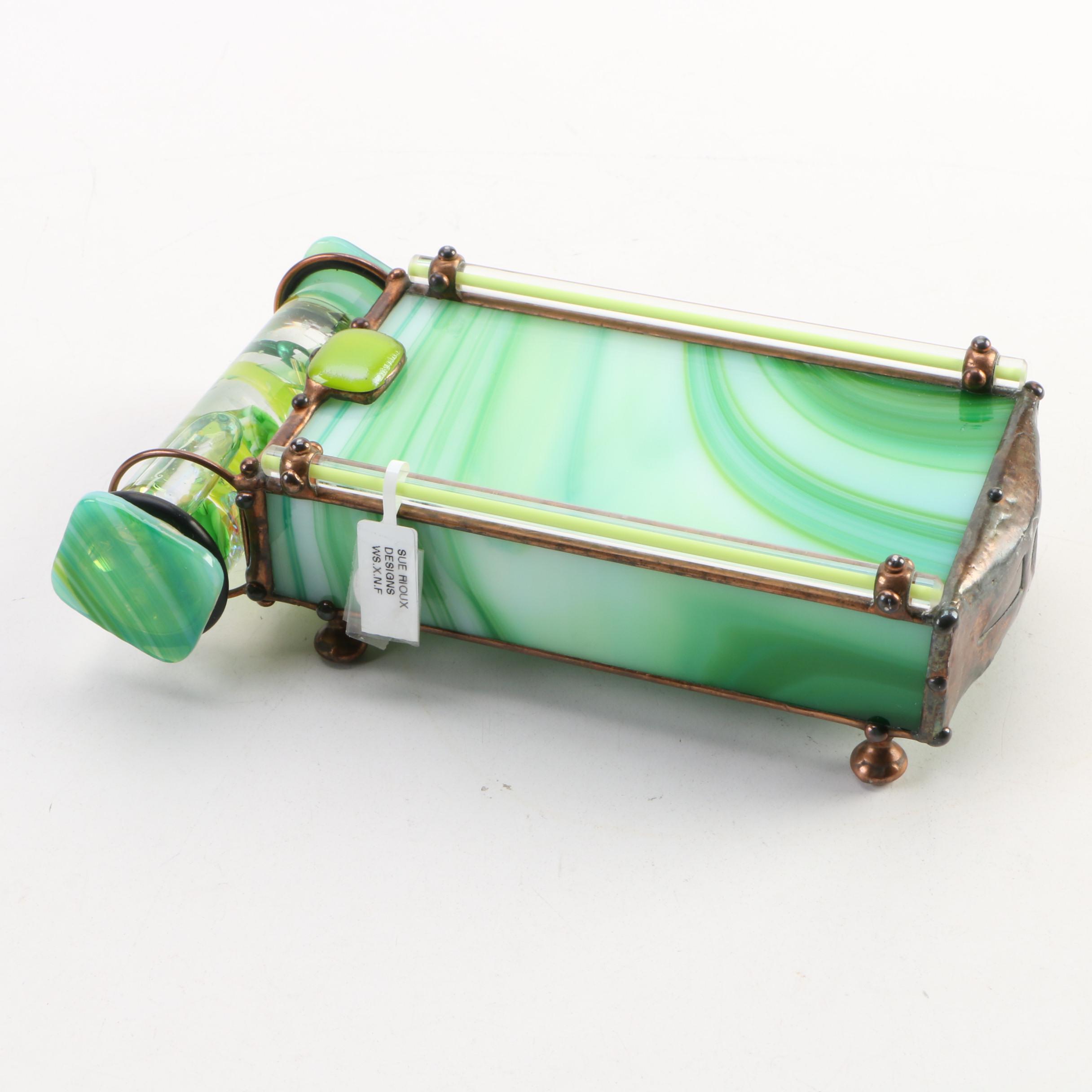 Sue Rioux Designs "Gemstone Emerald" Stained Glass Kaleidoscope | EBTH