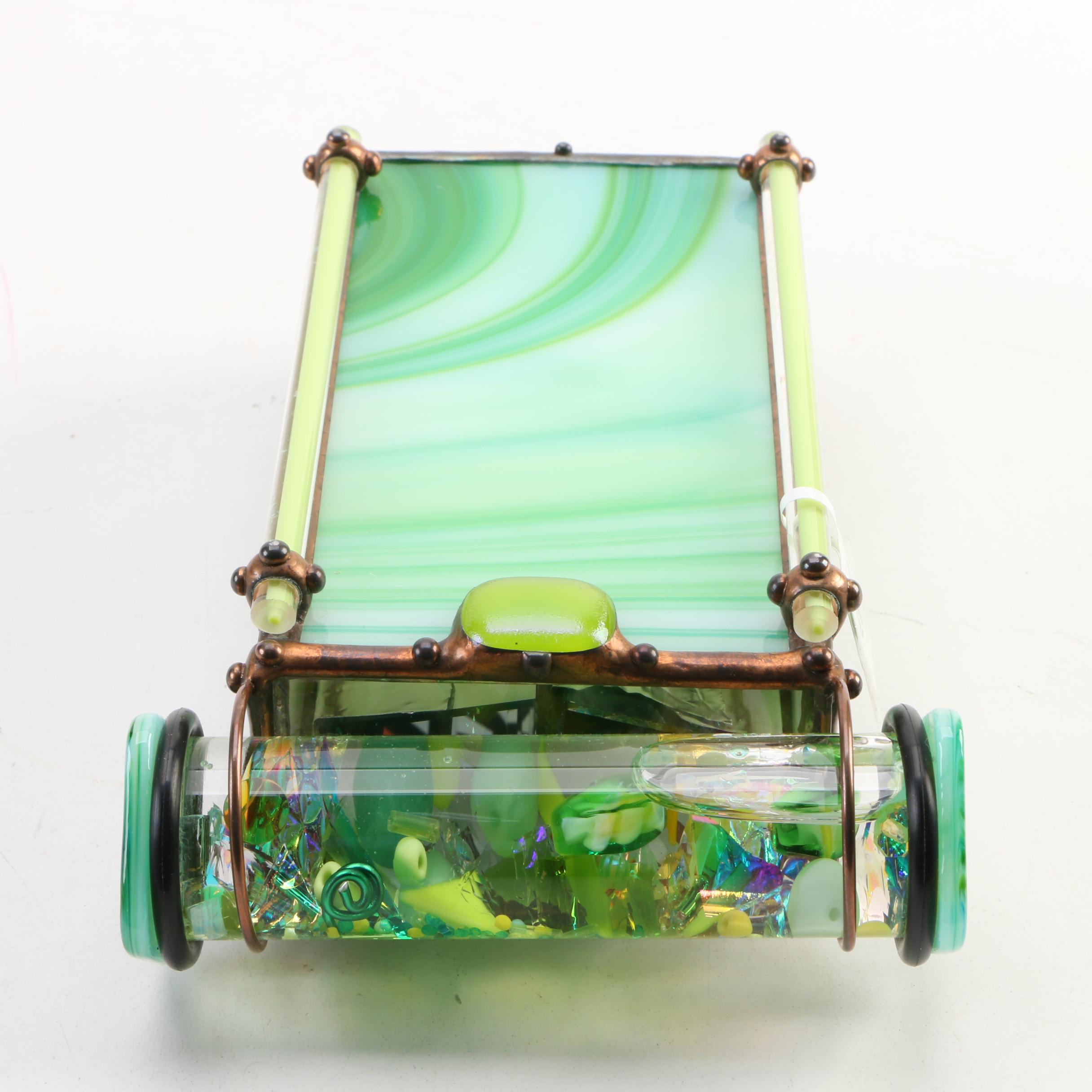 Sue Rioux Designs "Gemstone Emerald" Stained Glass Kaleidoscope | EBTH