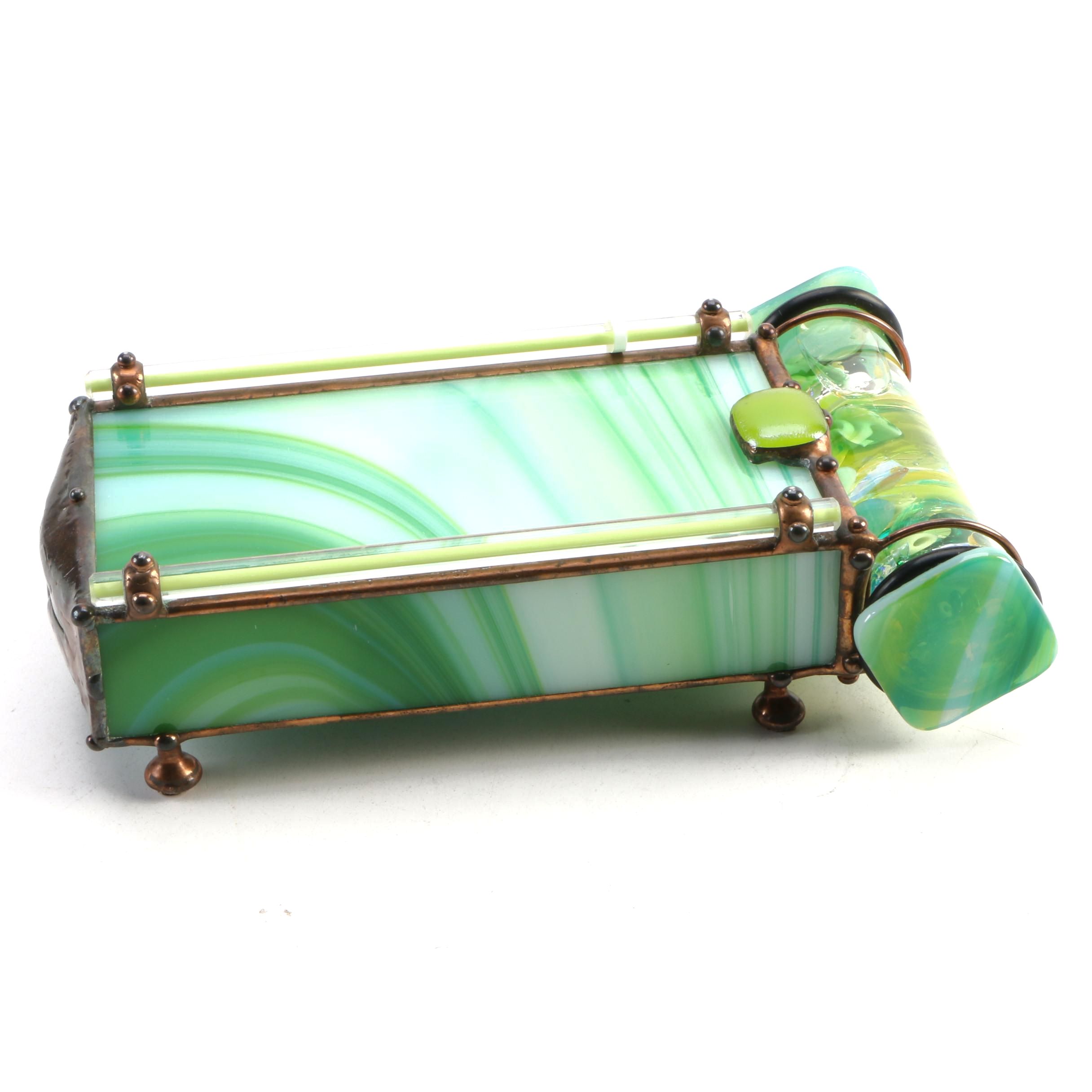 Sue Rioux Designs "Gemstone Emerald" Stained Glass Kaleidoscope | EBTH