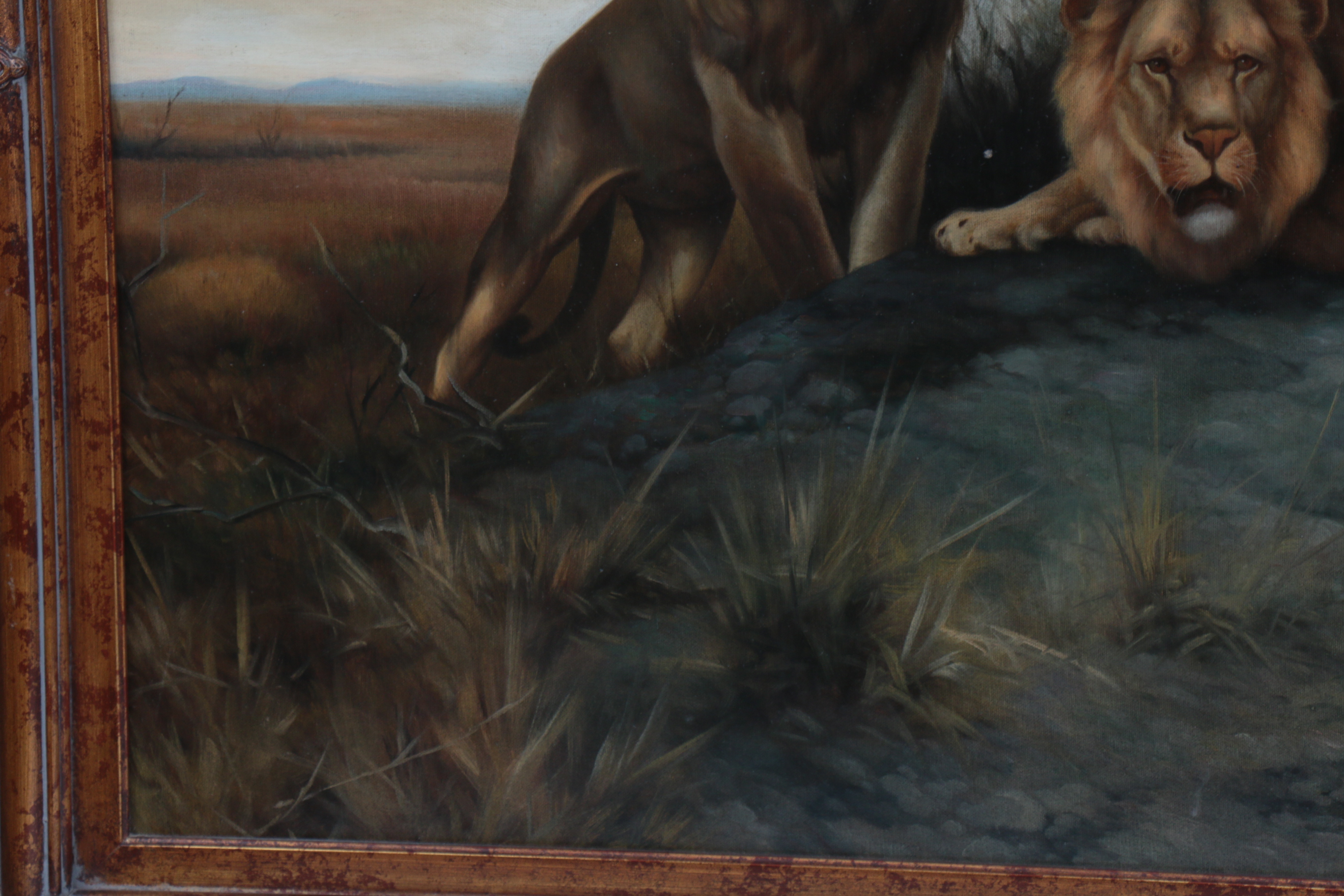 Jim Huff Oil Painting of Lions, Late 20th Century | EBTH
