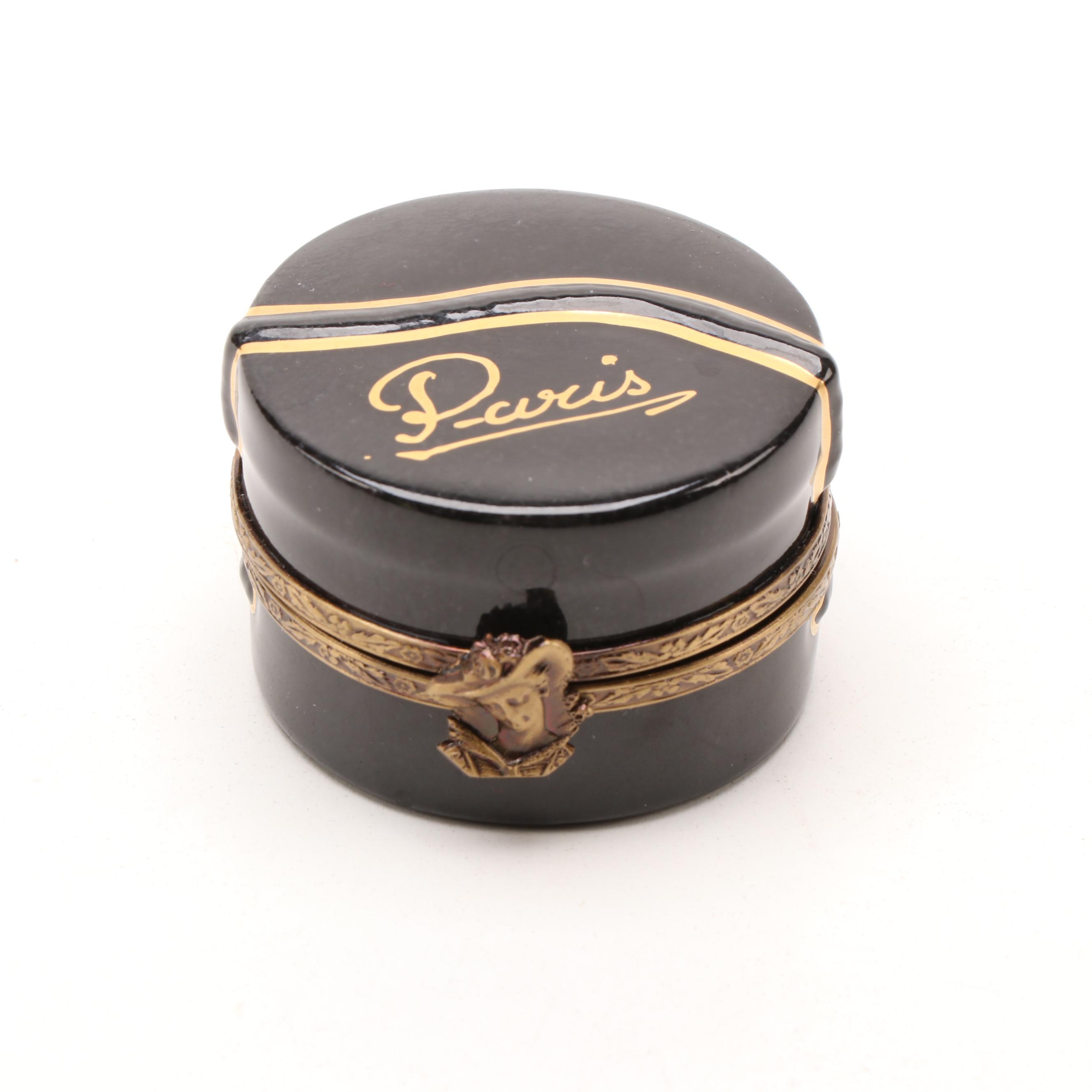 La Gloriette Hand-Painted Porcelain Paris Hat Box Limoges Box | EBTH