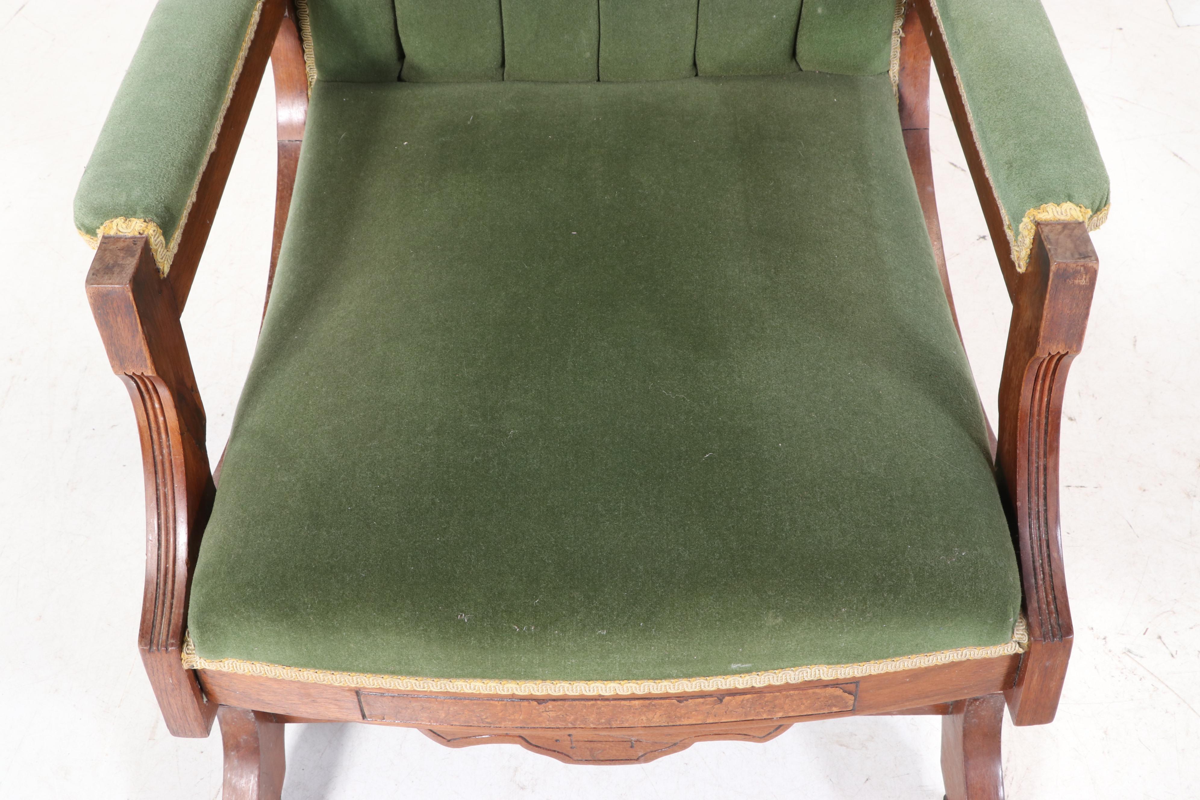 Victorian Walnut and Burl Walnut Platform Rocker, Late 19th Century | EBTH