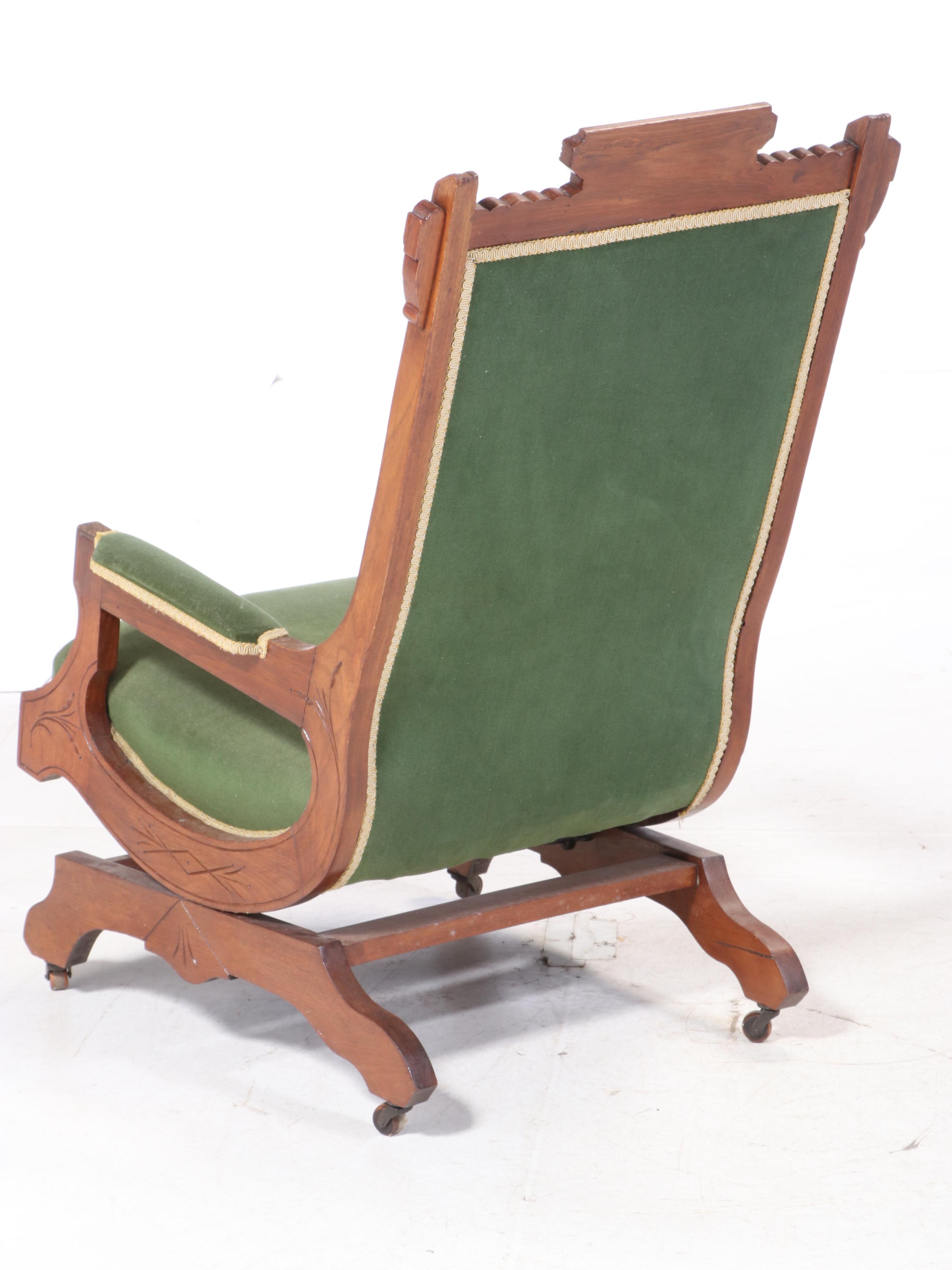 Victorian Walnut and Burl Walnut Platform Rocker, Late 19th Century | EBTH
