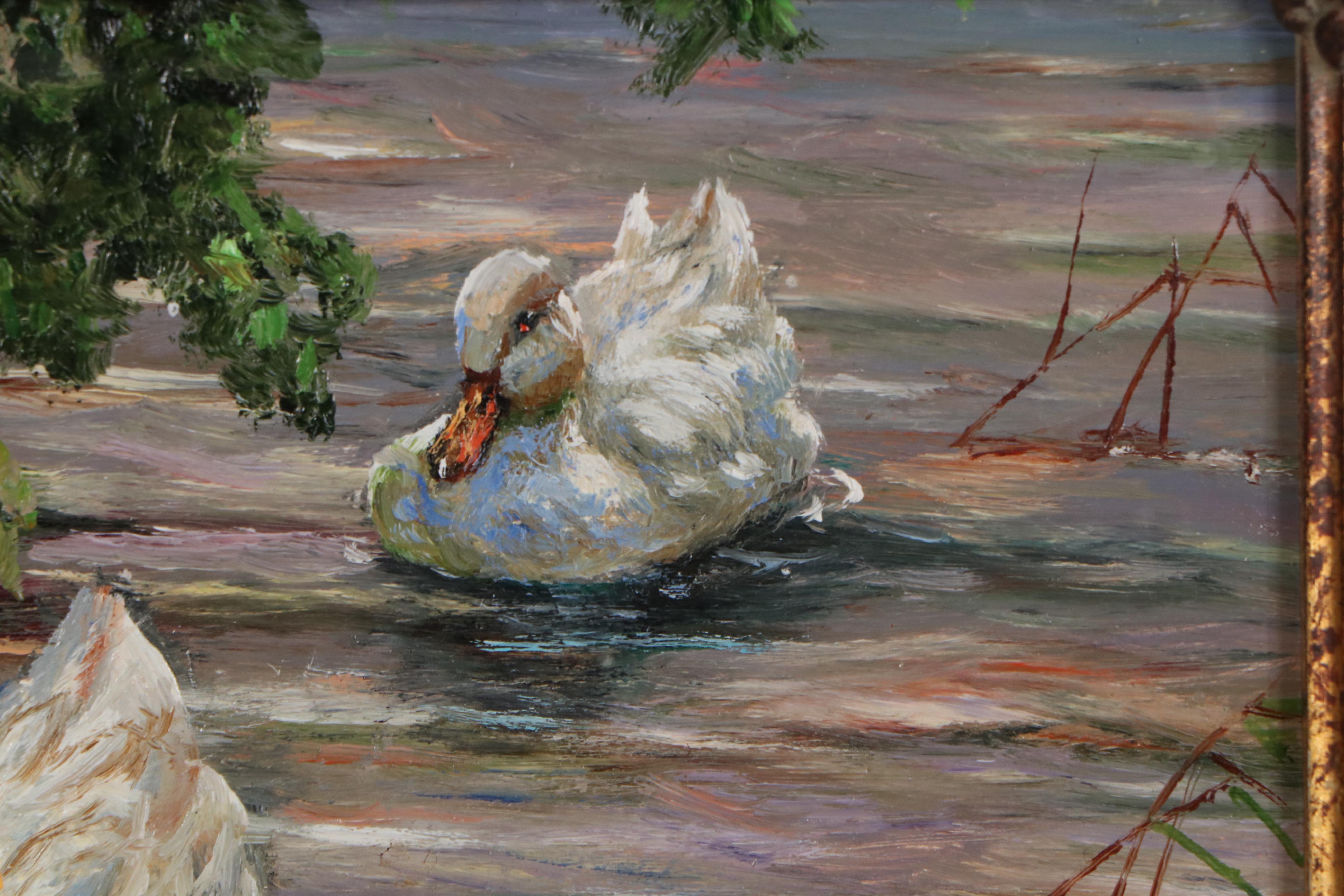 Adolf Lohmann Oil Painting of Ducks in Water, Late 20th century | EBTH