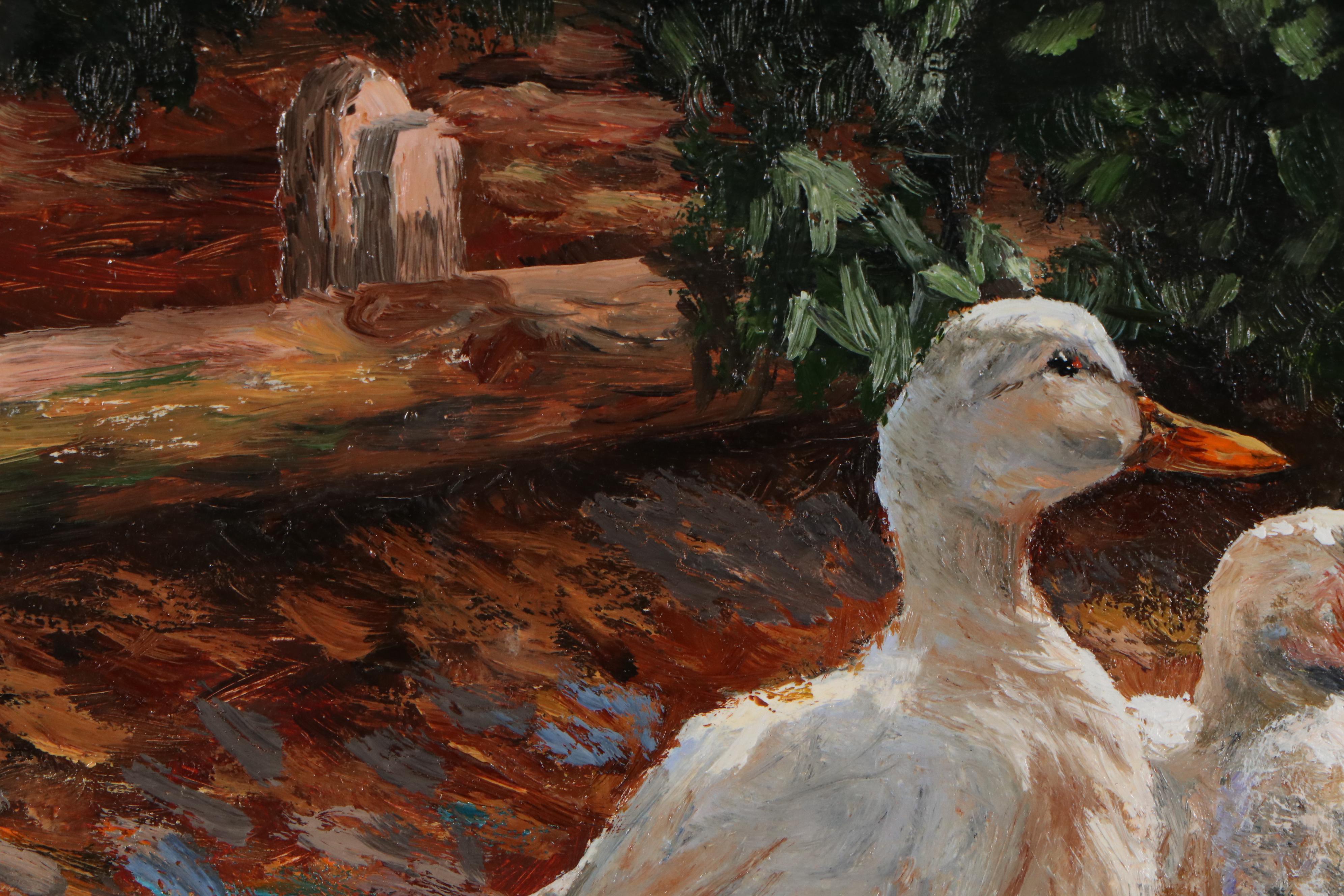 Adolf Lohmann Oil Painting of Ducks in Water, Late 20th century | EBTH