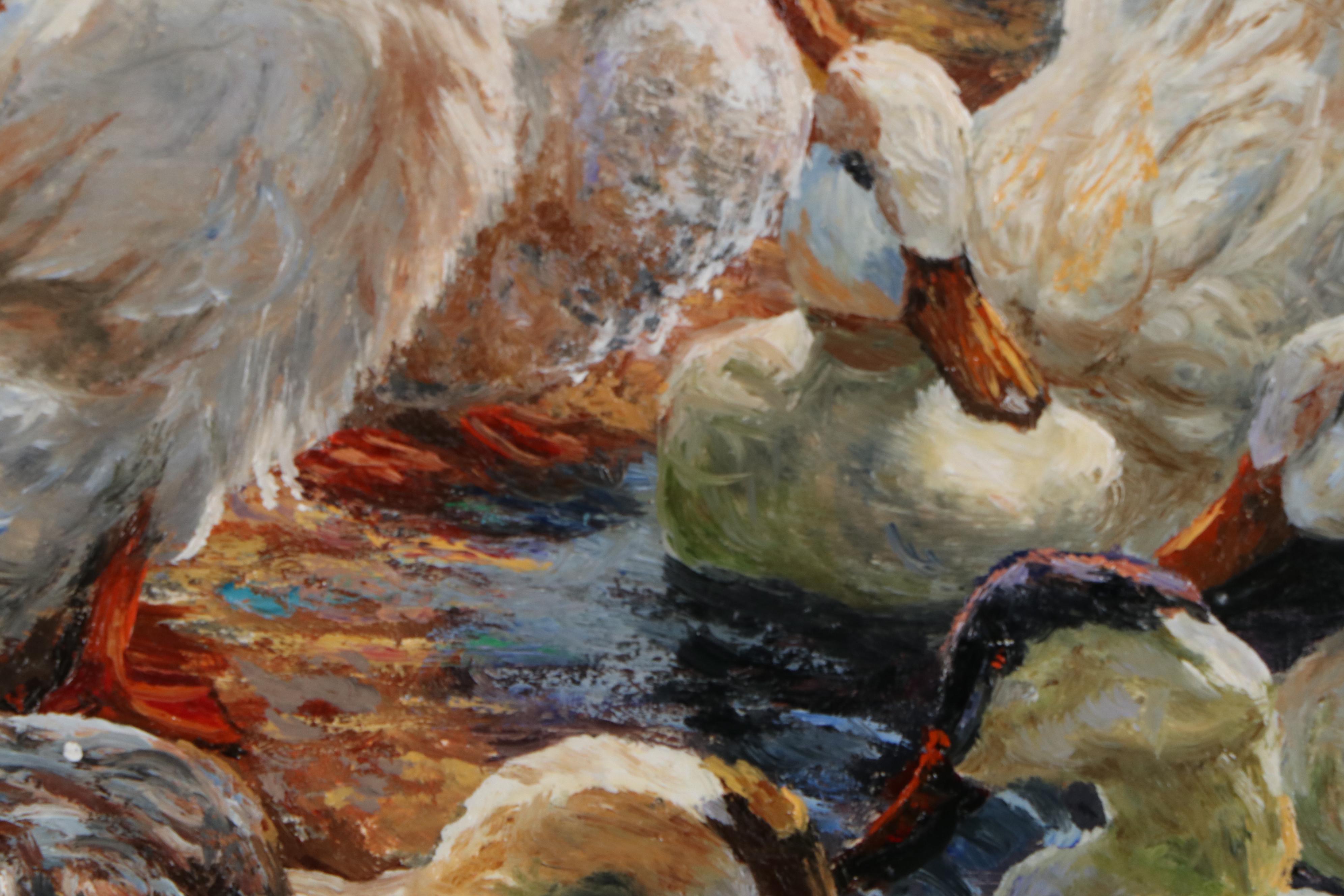 Adolf Lohmann Oil Painting of Ducks in Water, Late 20th century | EBTH