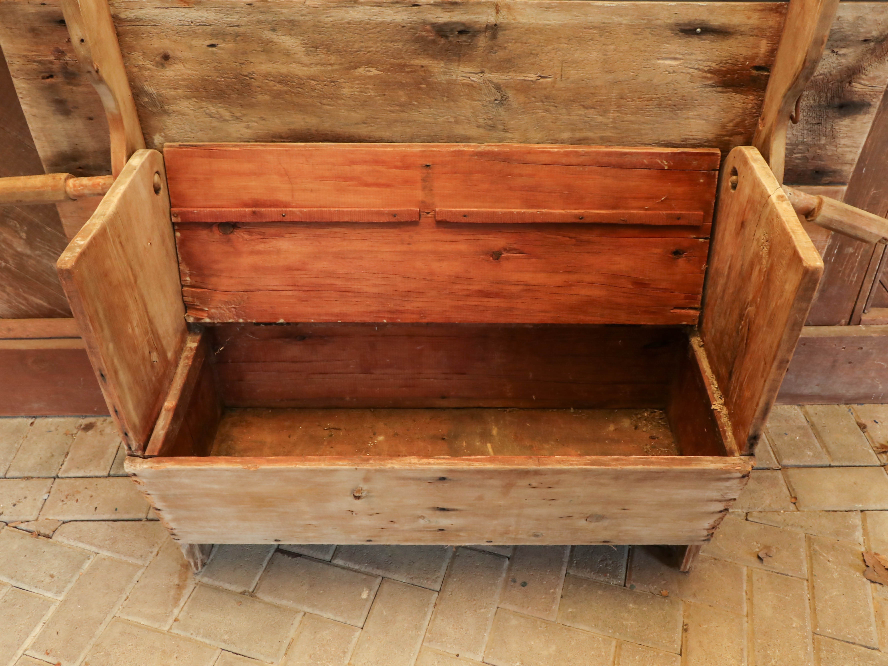 American Primitive Planked Wood Settle Table, 19th Century | Everything ...