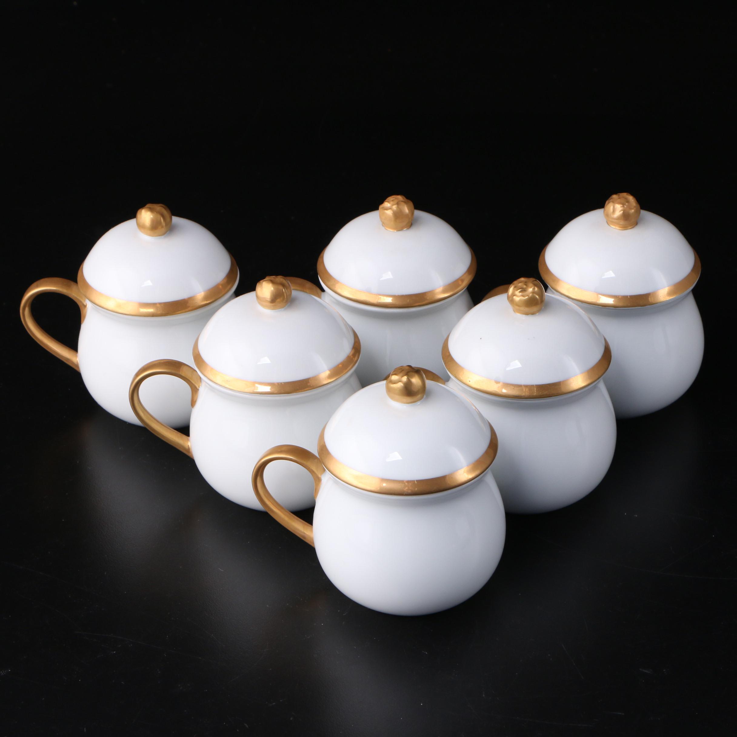 Japanese Shafford Porcelain Cake Stand and Pots de Cremes with Gilt ...