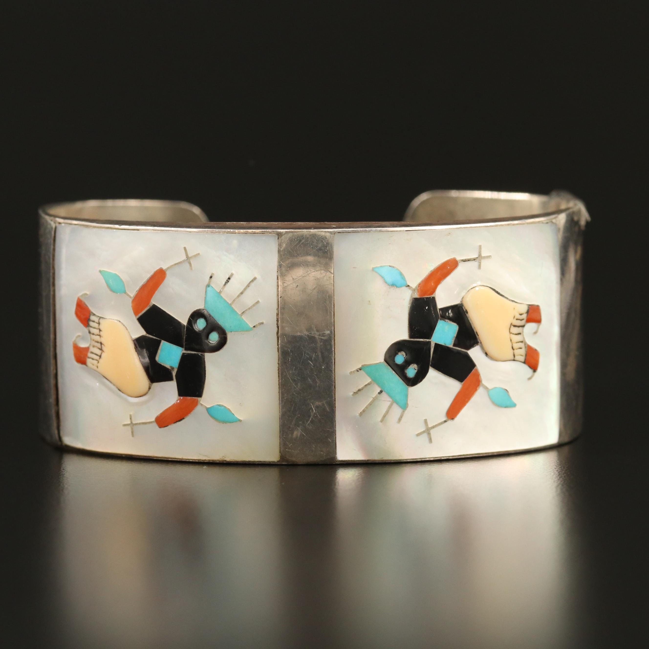 Tony Ohmsatte Zuni Gan Dancer Inlaid Cuff | EBTH