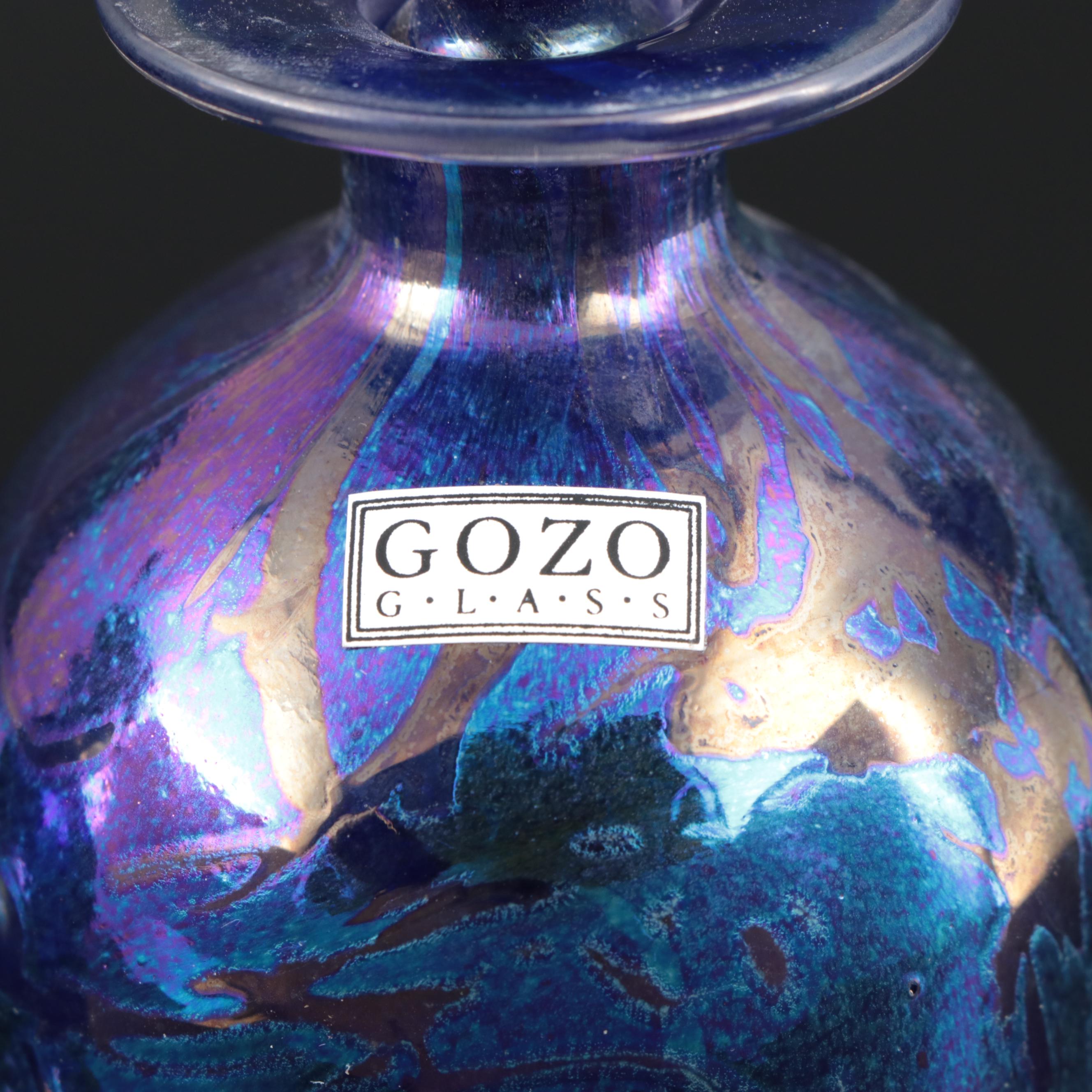 Gozo Glass Iridescent Art Glass Bottles with Stoppers | EBTH