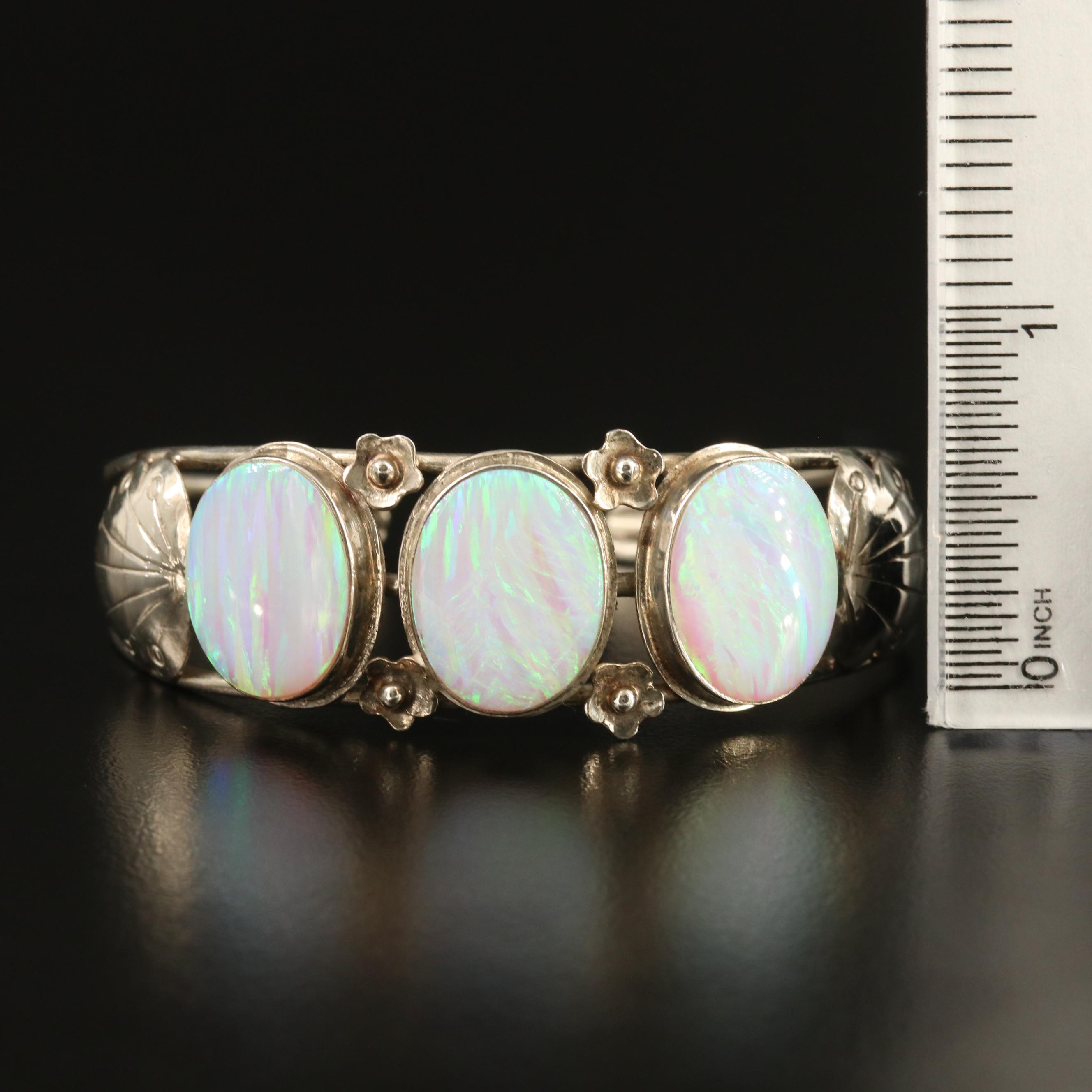 Southwestern Style Sterling Silver Opal Cuff | EBTH