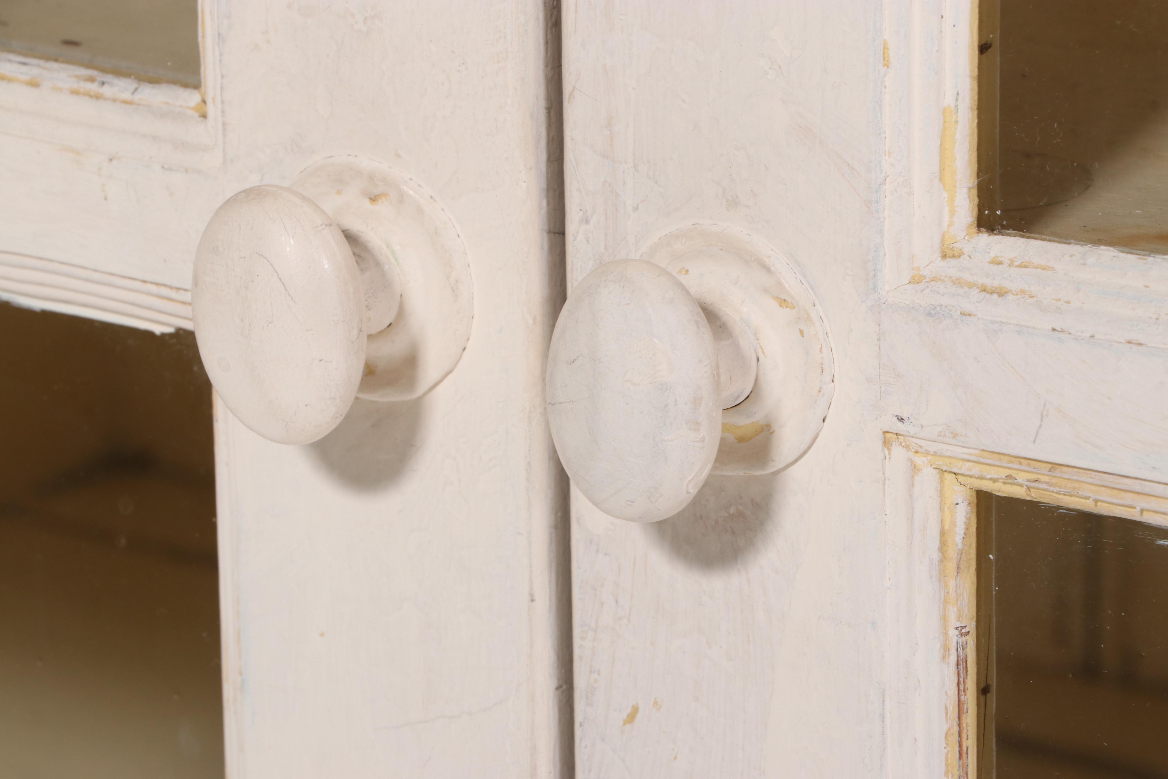 Eddy West American Primitive Style Painted Glass Front Storage Cabinet ...