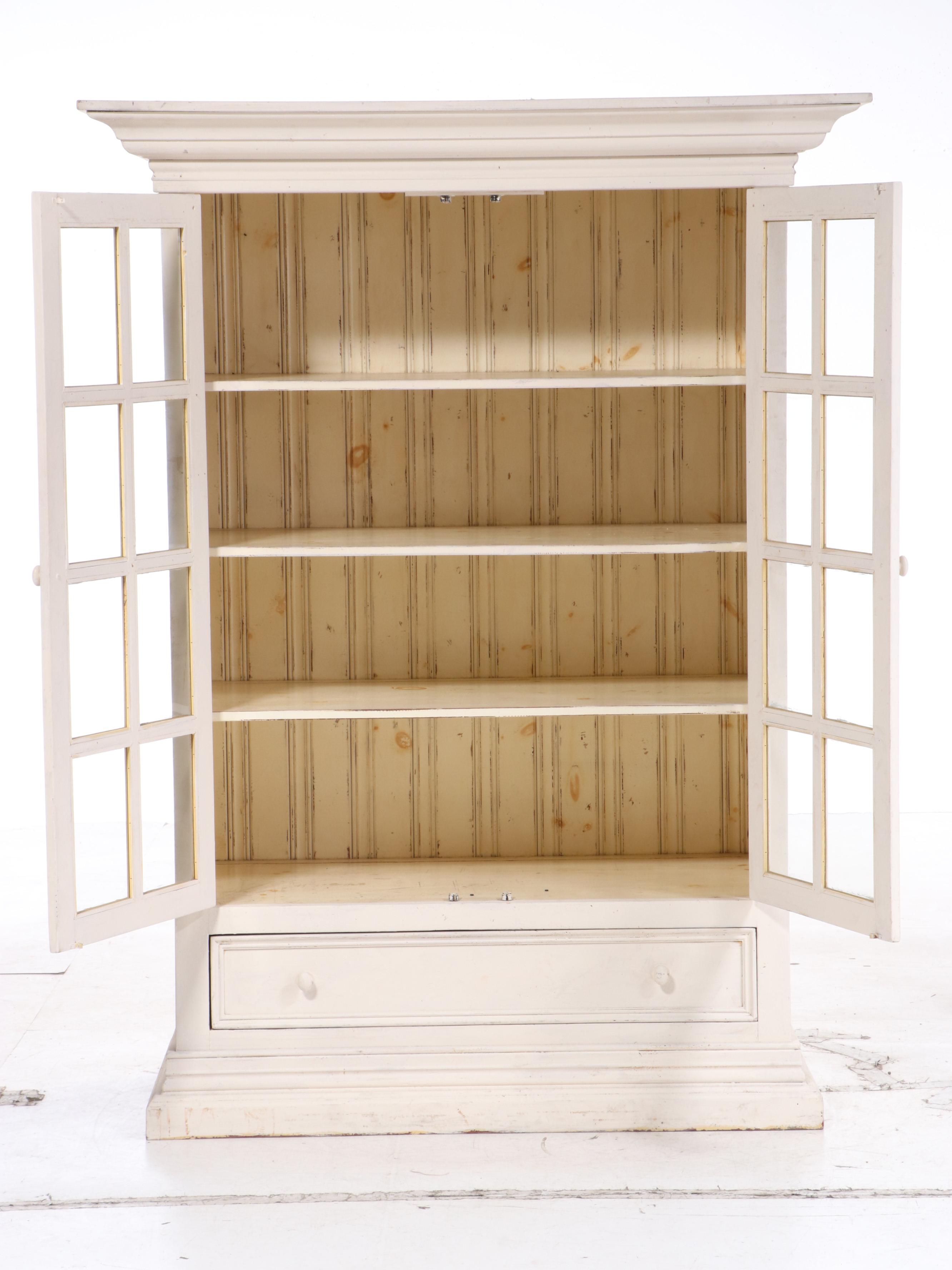 Eddy West American Primitive Style Painted Glass Front Storage Cabinet ...
