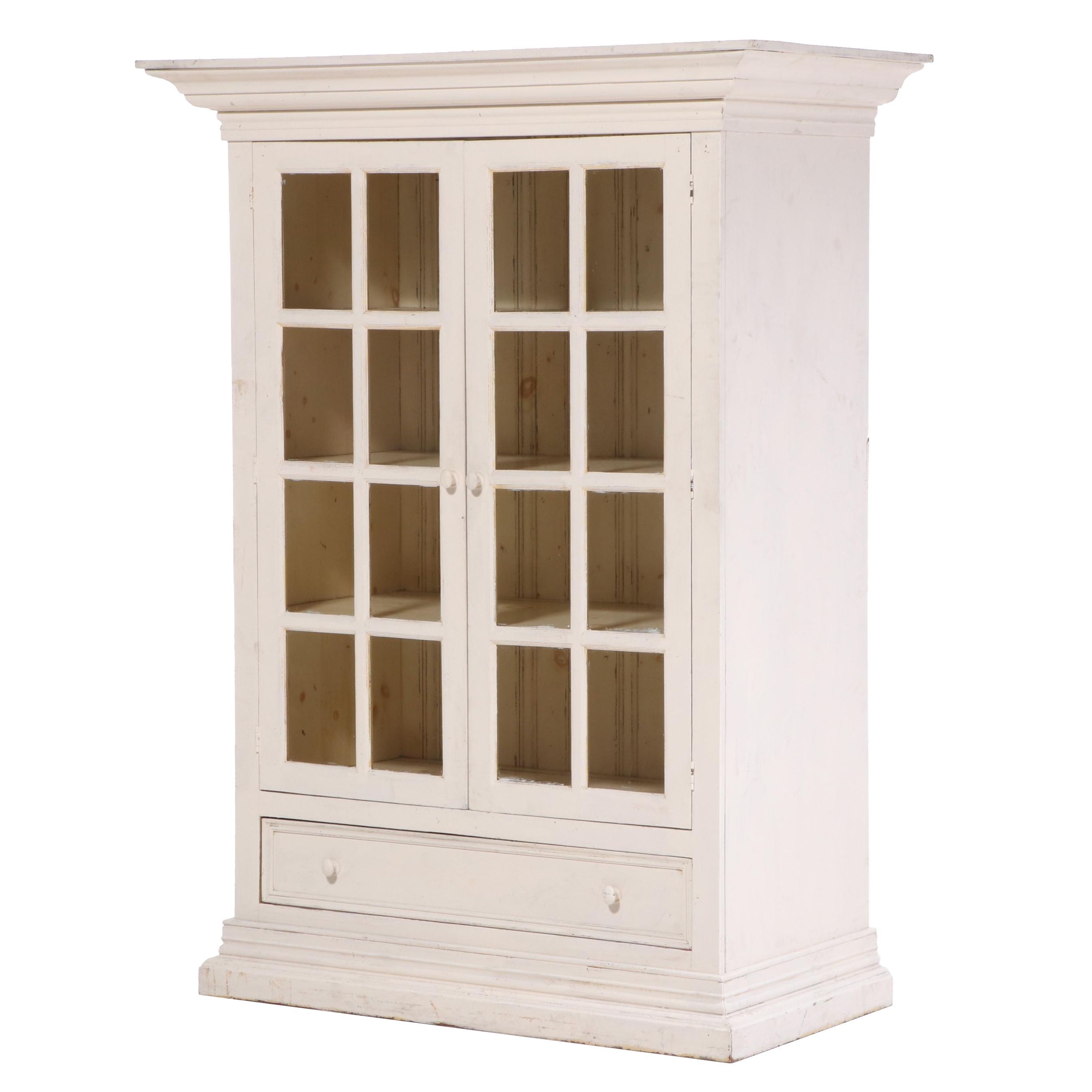 Eddy West American Primitive Style Painted Glass Front Storage Cabinet ...