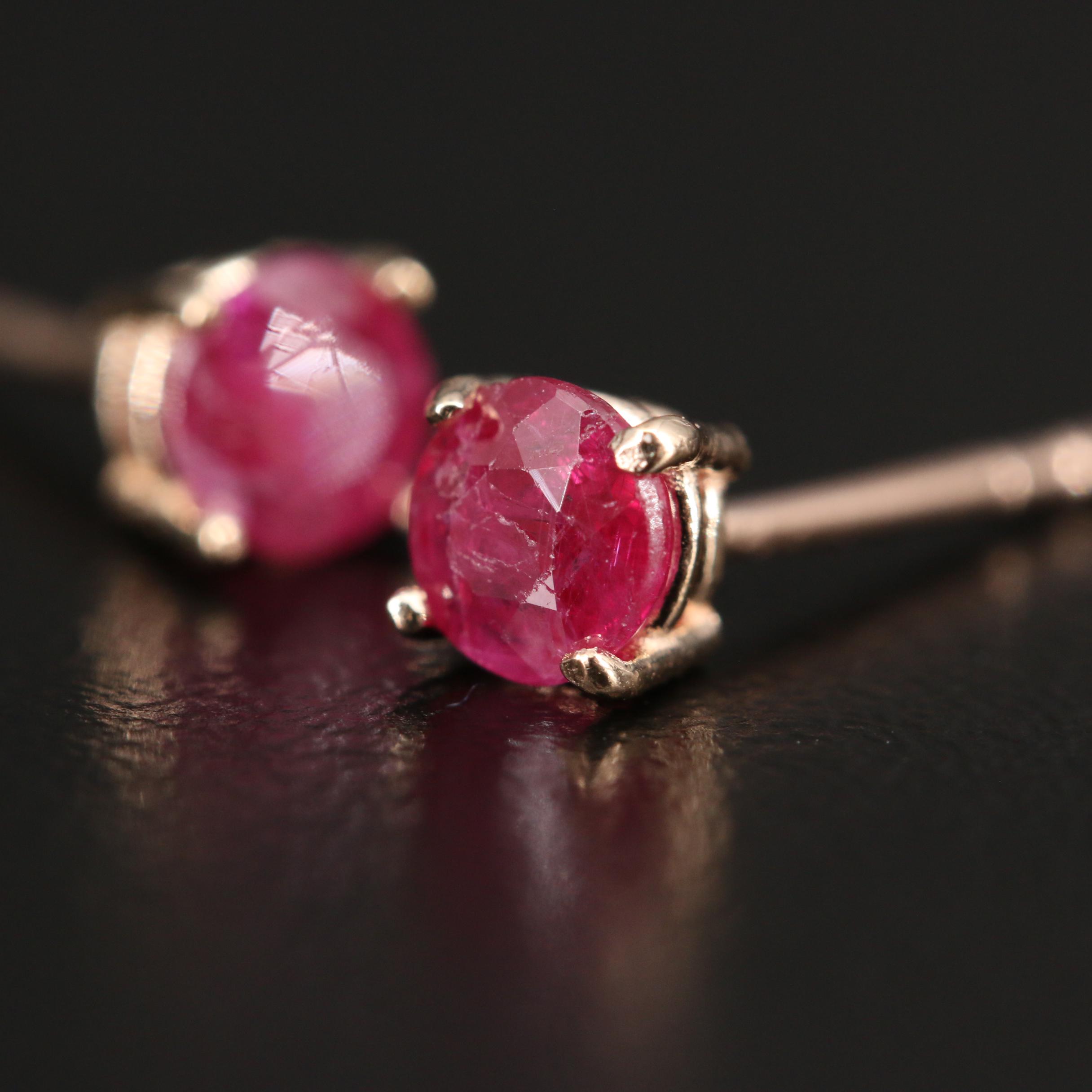 14K Rose Gold Ruby Stud Earrings | EBTH