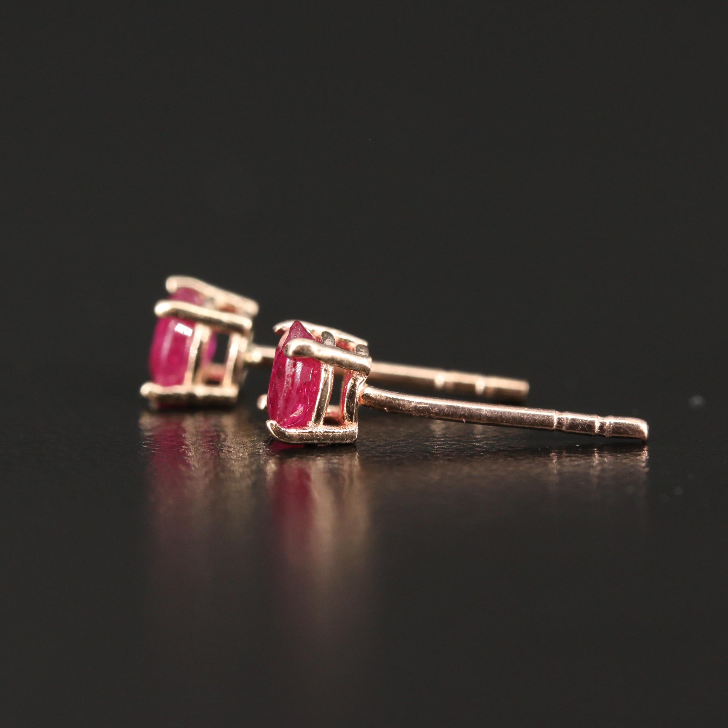 14K Rose Gold Ruby Stud Earrings | EBTH