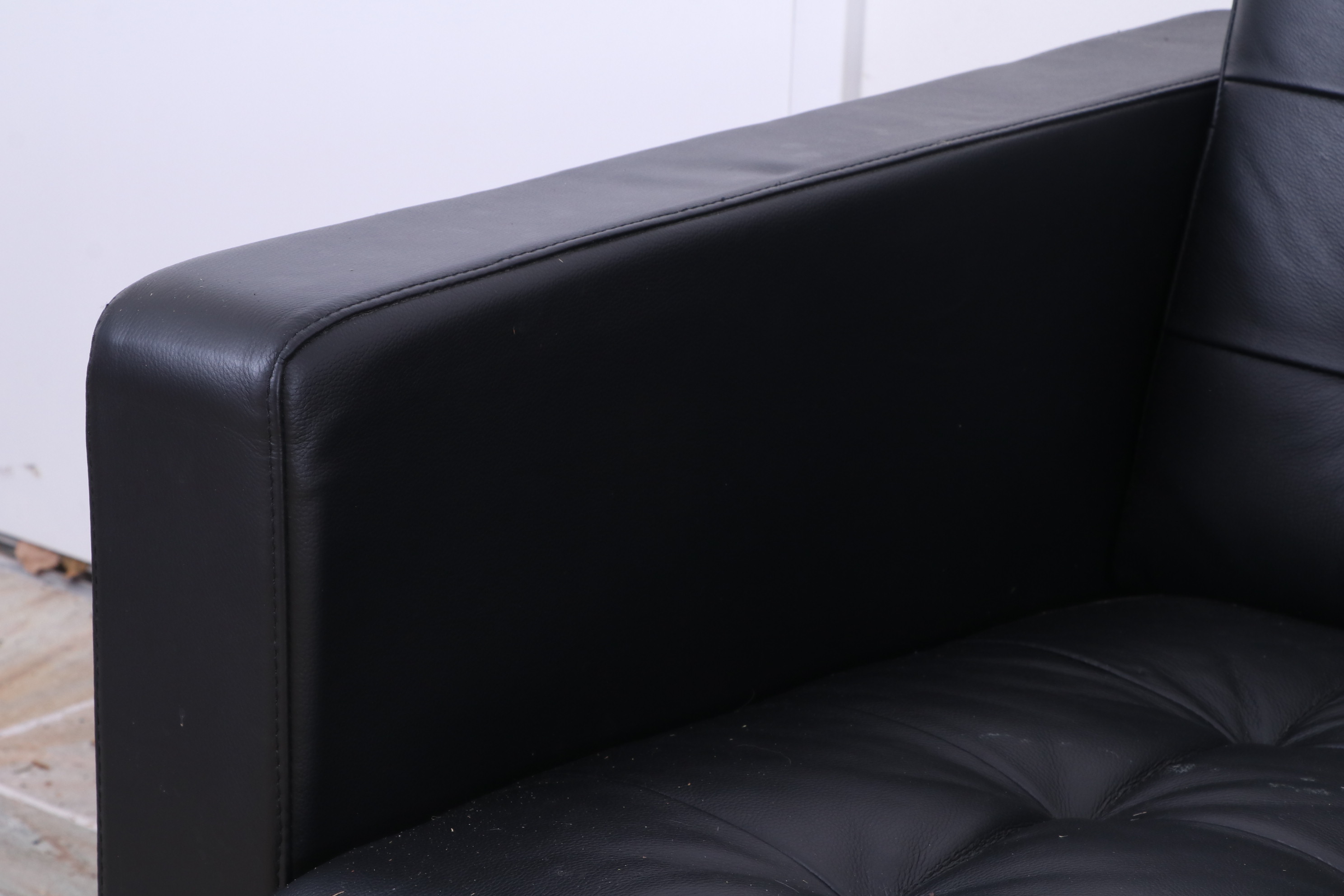 IKEA MORABO Black Tufted Leather Studio Sofa | EBTH