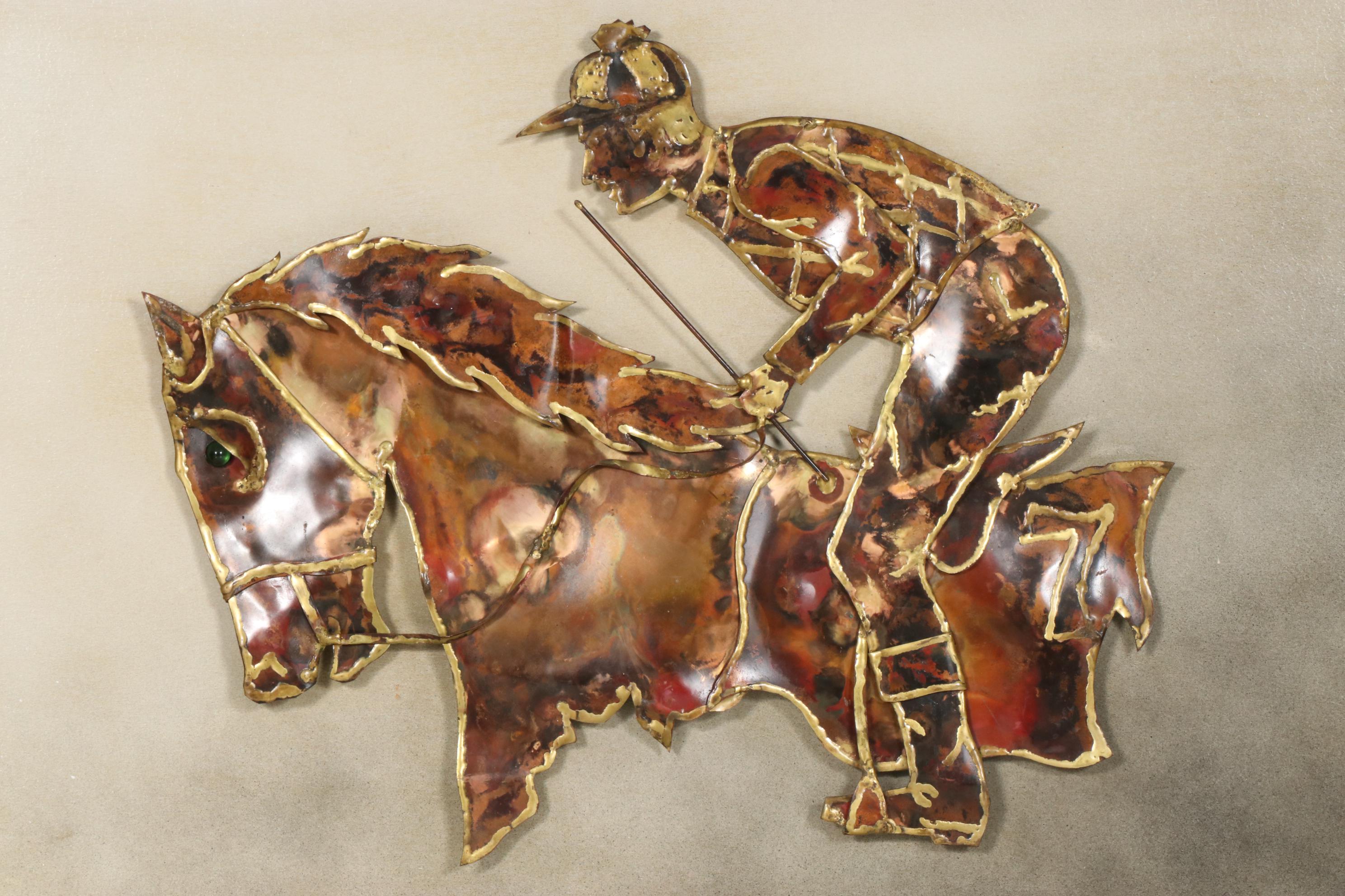 Alex Kovacs Metal Horse and Jockey Sculpture, 1973 | EBTH