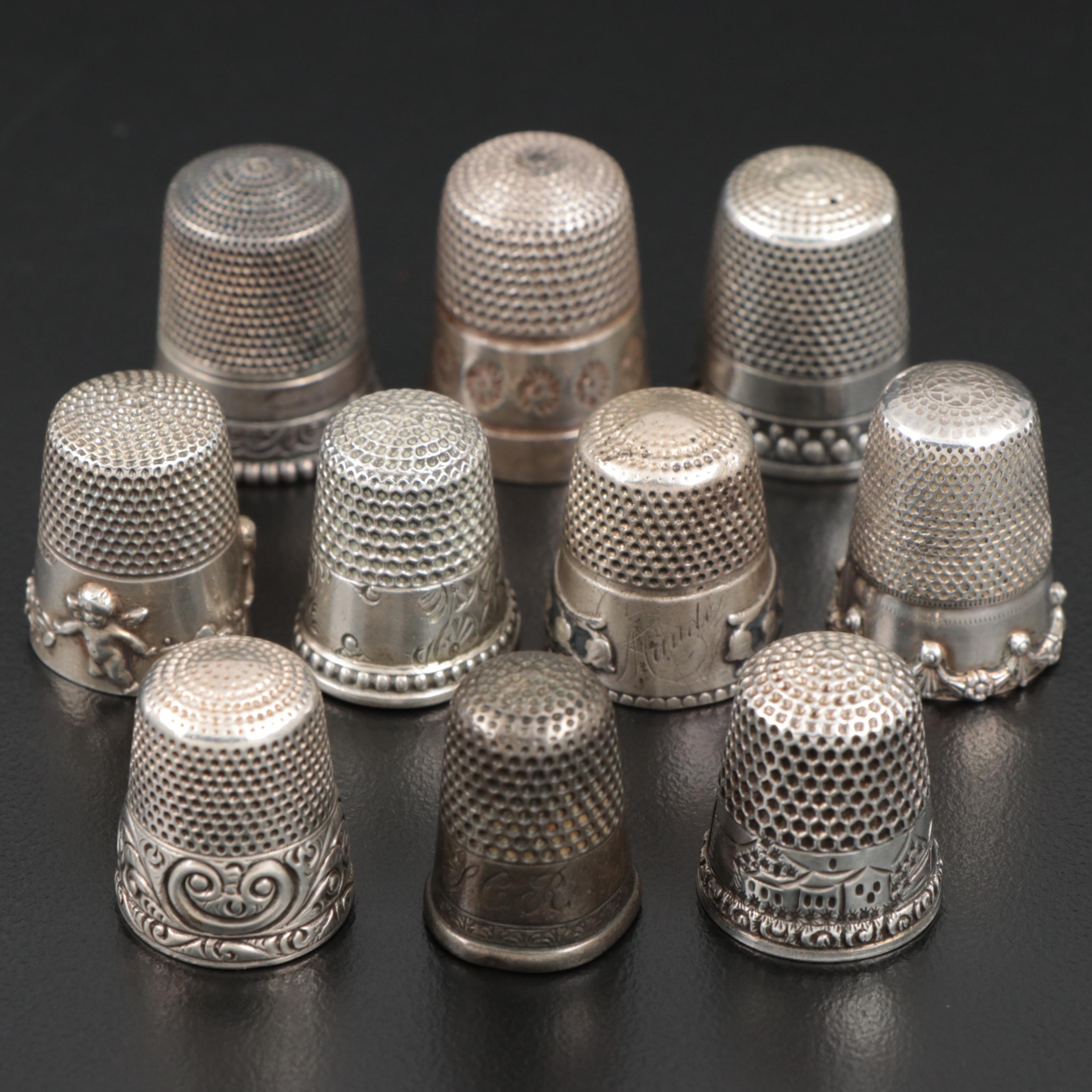 American, English, and German Sterling Silver Thimbles | Everything But ...