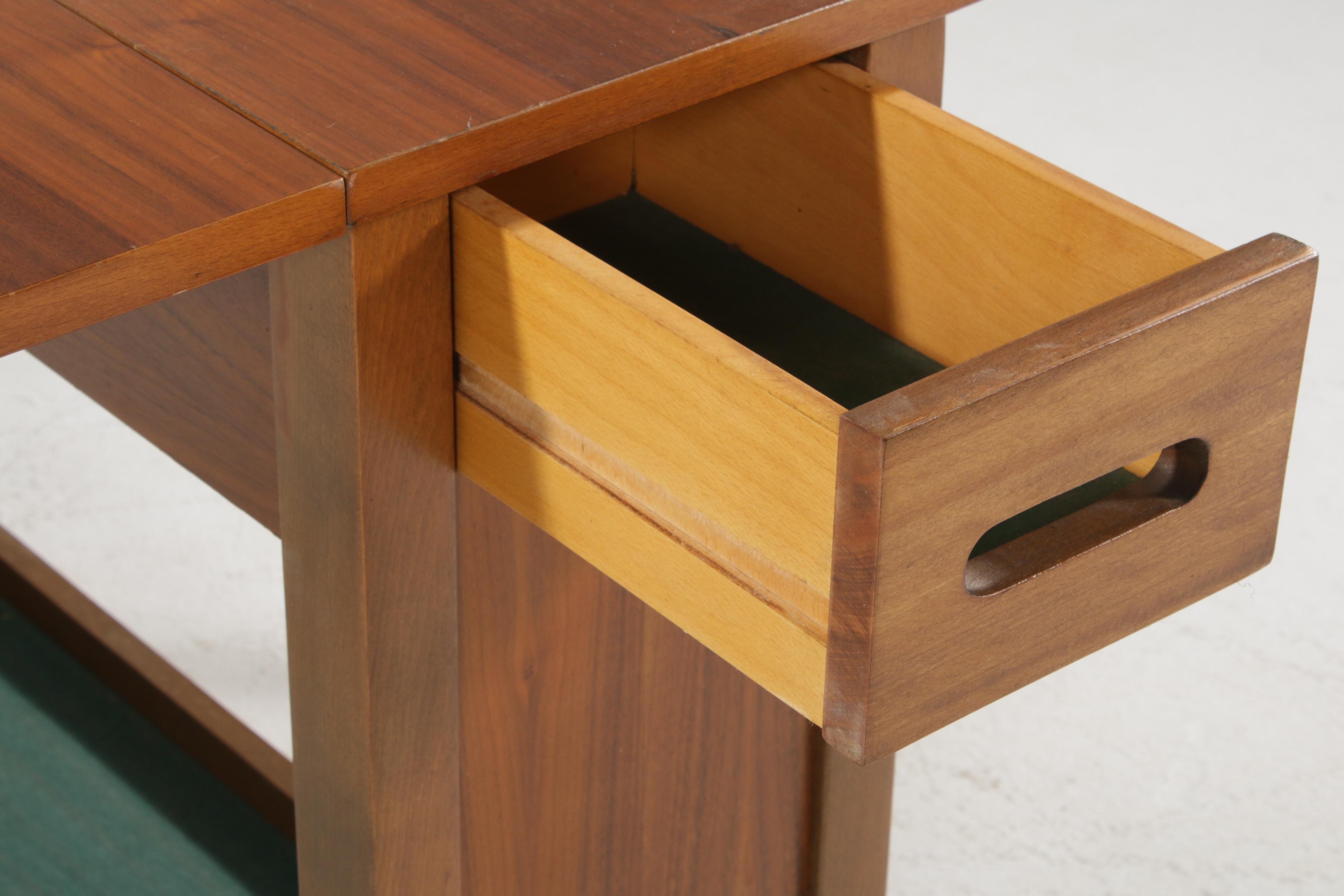 Mid Century Modern Gate-Leg Storage Table Five-Piece Set with Folding ...