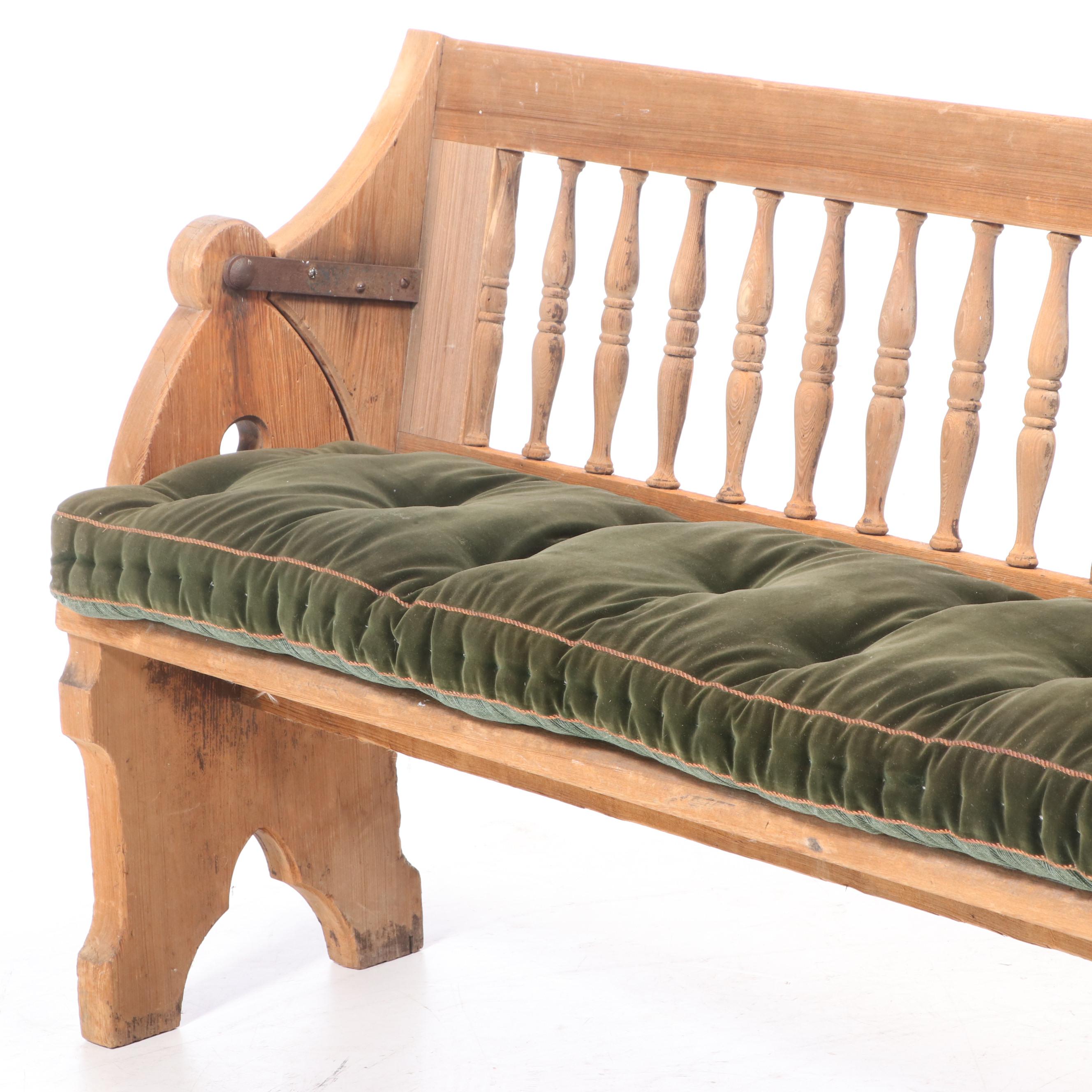 Gothic Revival Pine Railroad Bench with Reversible, Flip-Over Back | EBTH