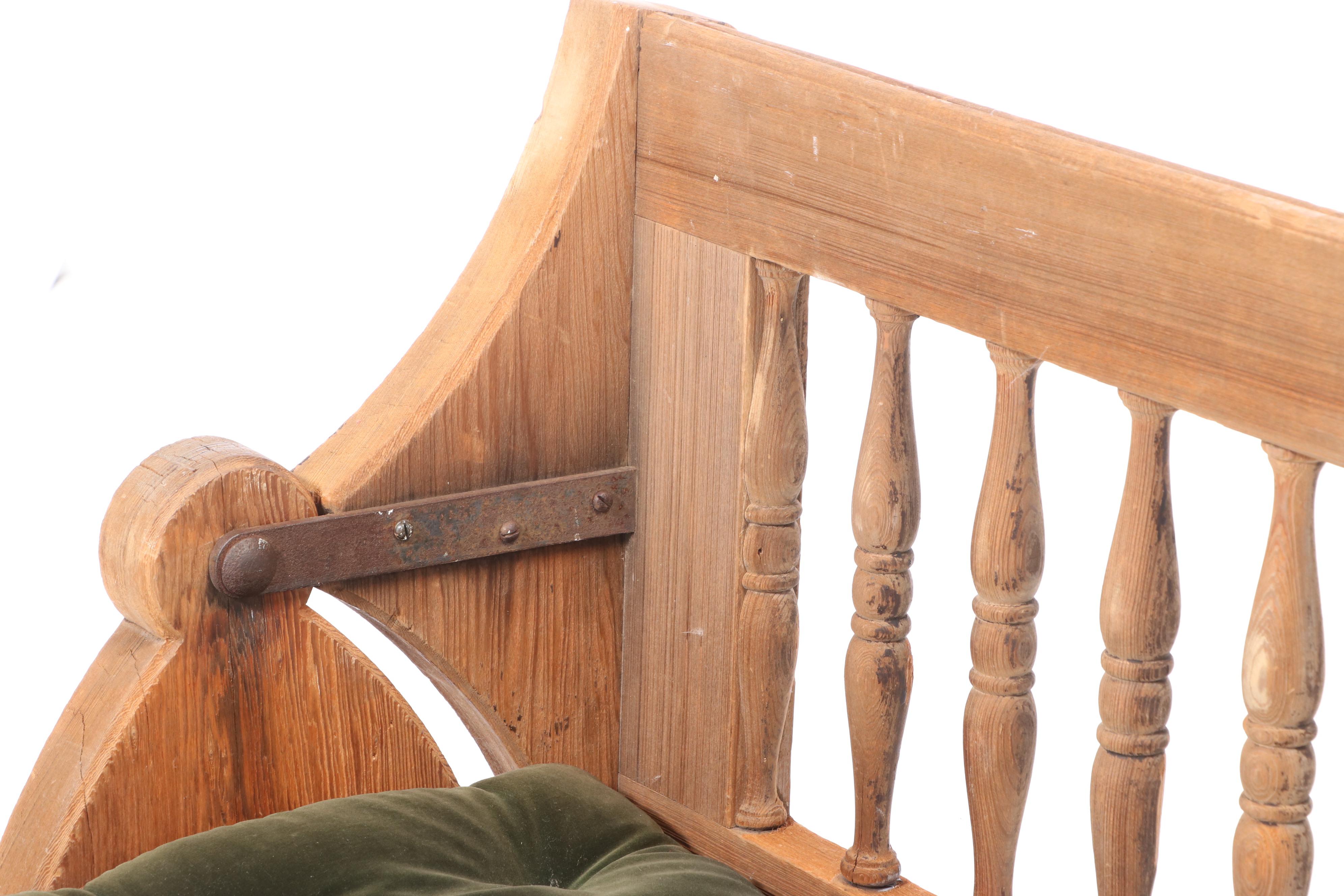 Gothic Revival Pine Railroad Bench with Reversible, Flip-Over Back | EBTH