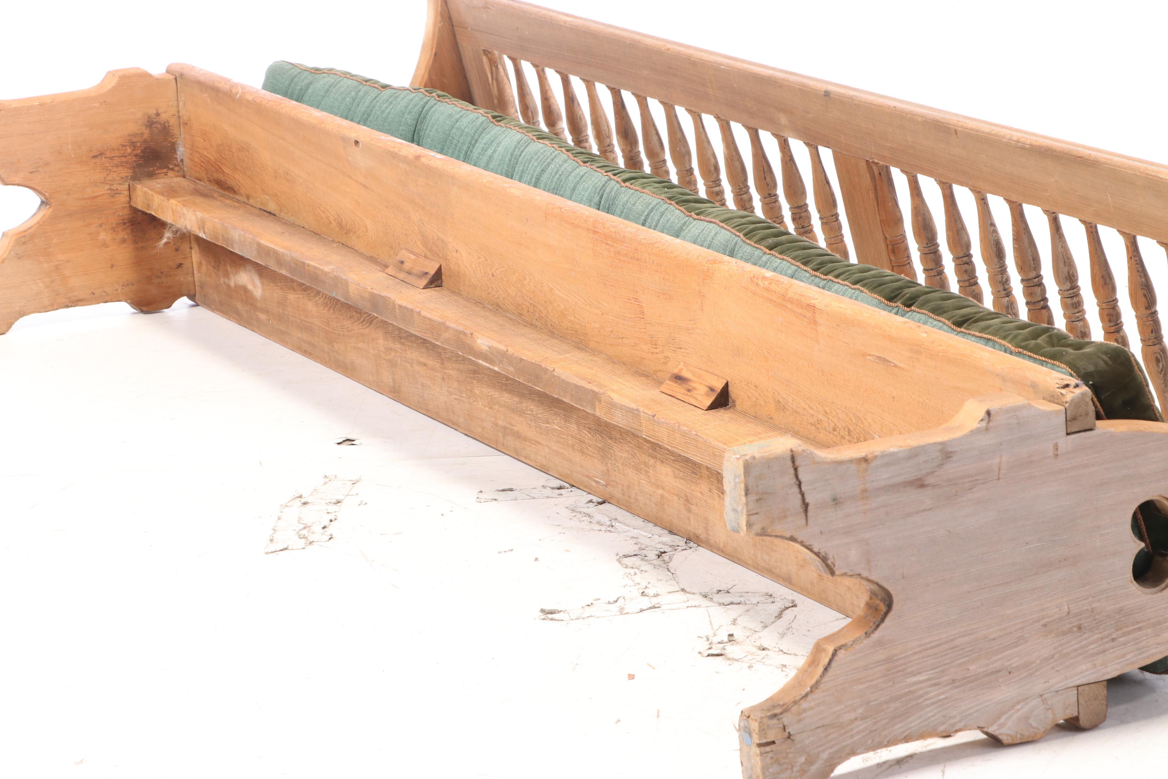 Gothic Revival Pine Railroad Bench with Reversible, Flip-Over Back | EBTH