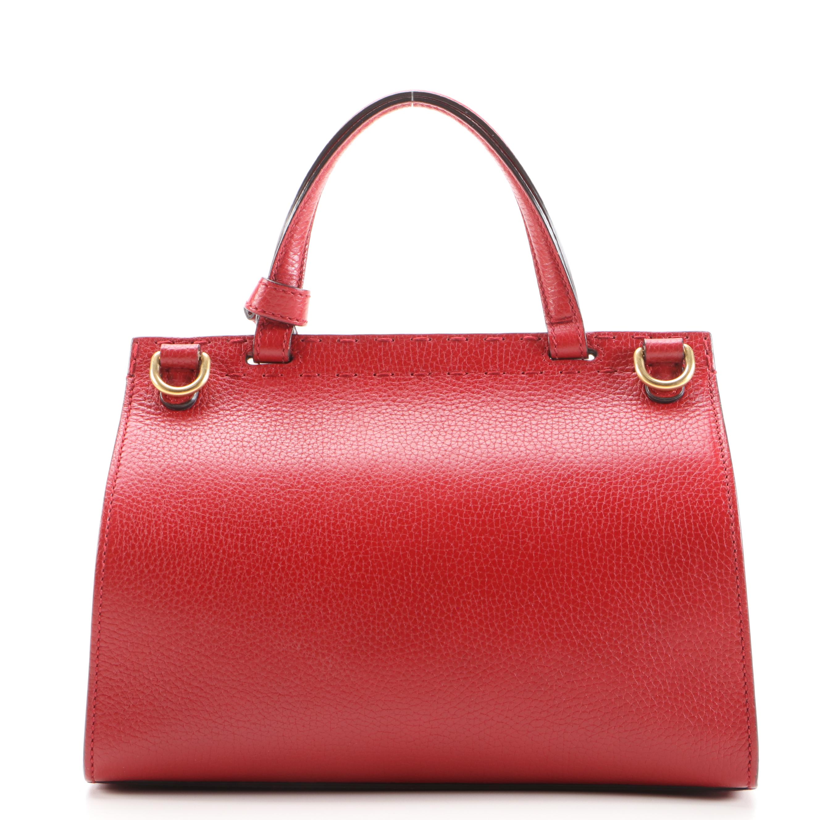 Gucci GG Marmont Small Top Handle Bag in Red Grained Leather with ...
