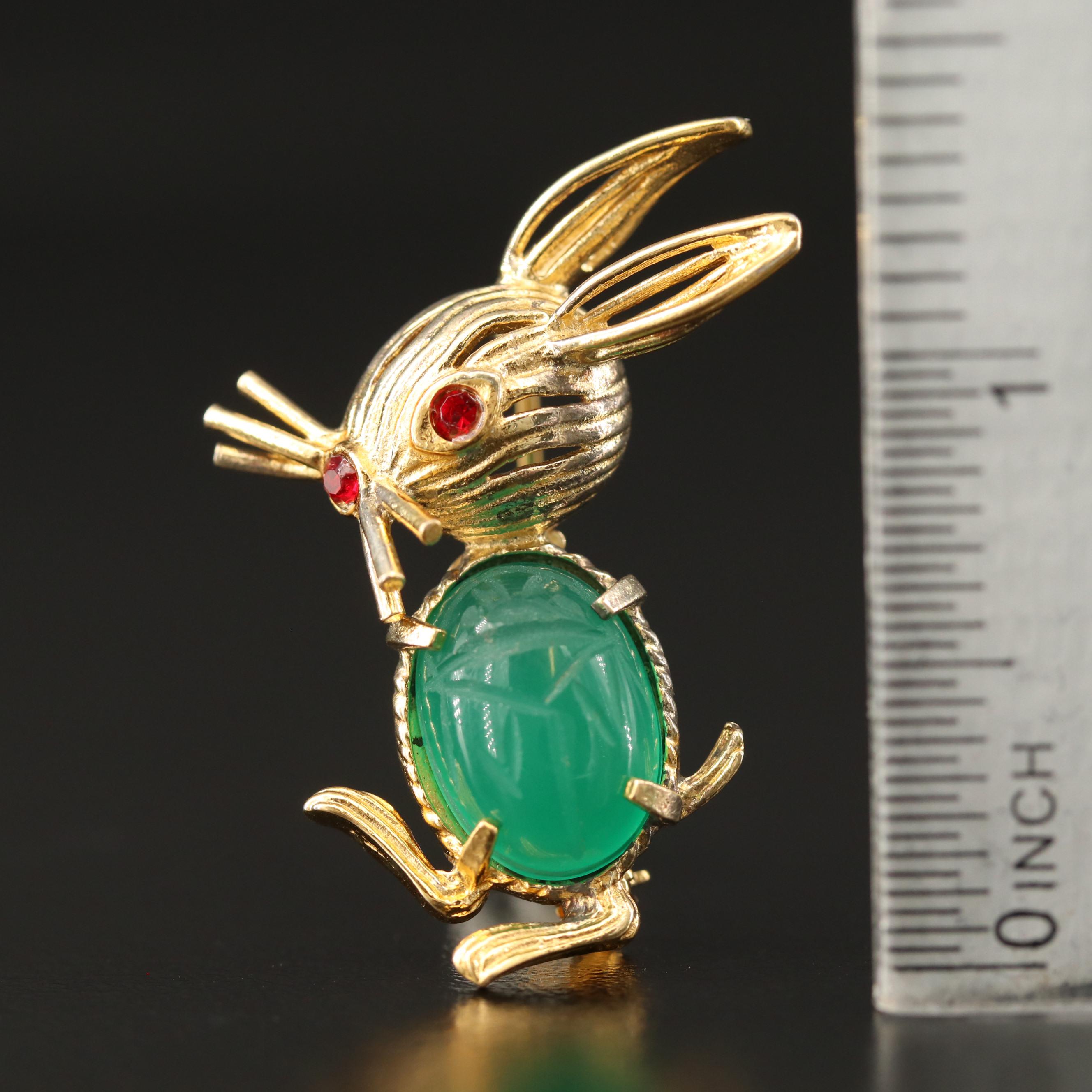Vintage Sterling Silver Chalcedony and Rhinestone Bunny Rabbit Brooch ...