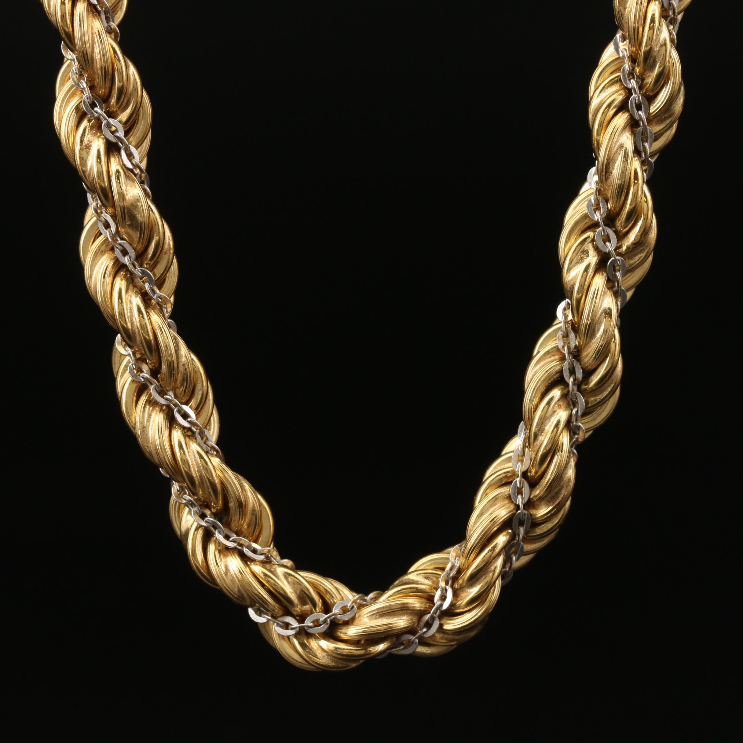18K Two-Tone Rope Chain Necklace | EBTH