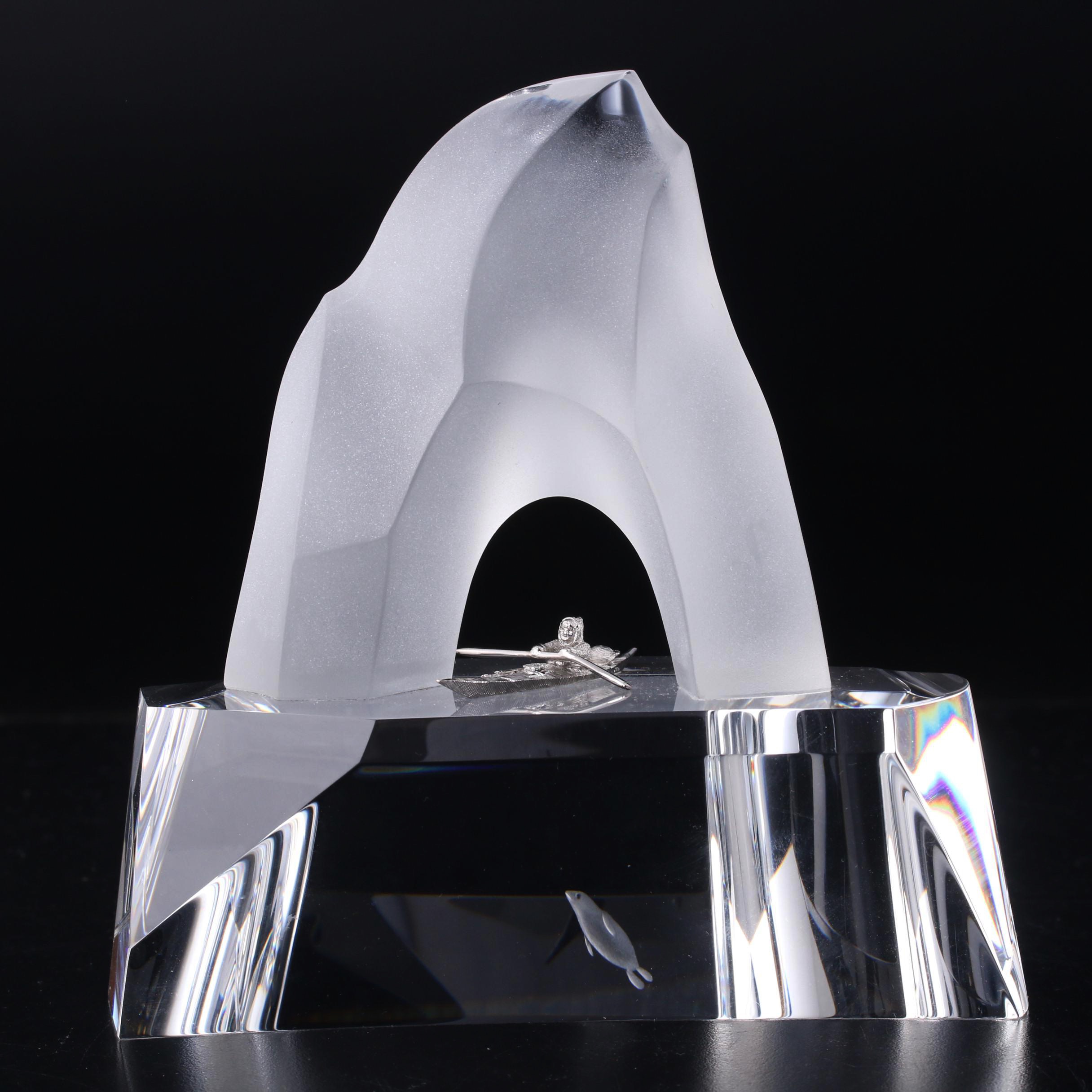 Steuben Frosted and Clear Glass "Ice Hunter" Figurine Designed by James Houston | EBTH