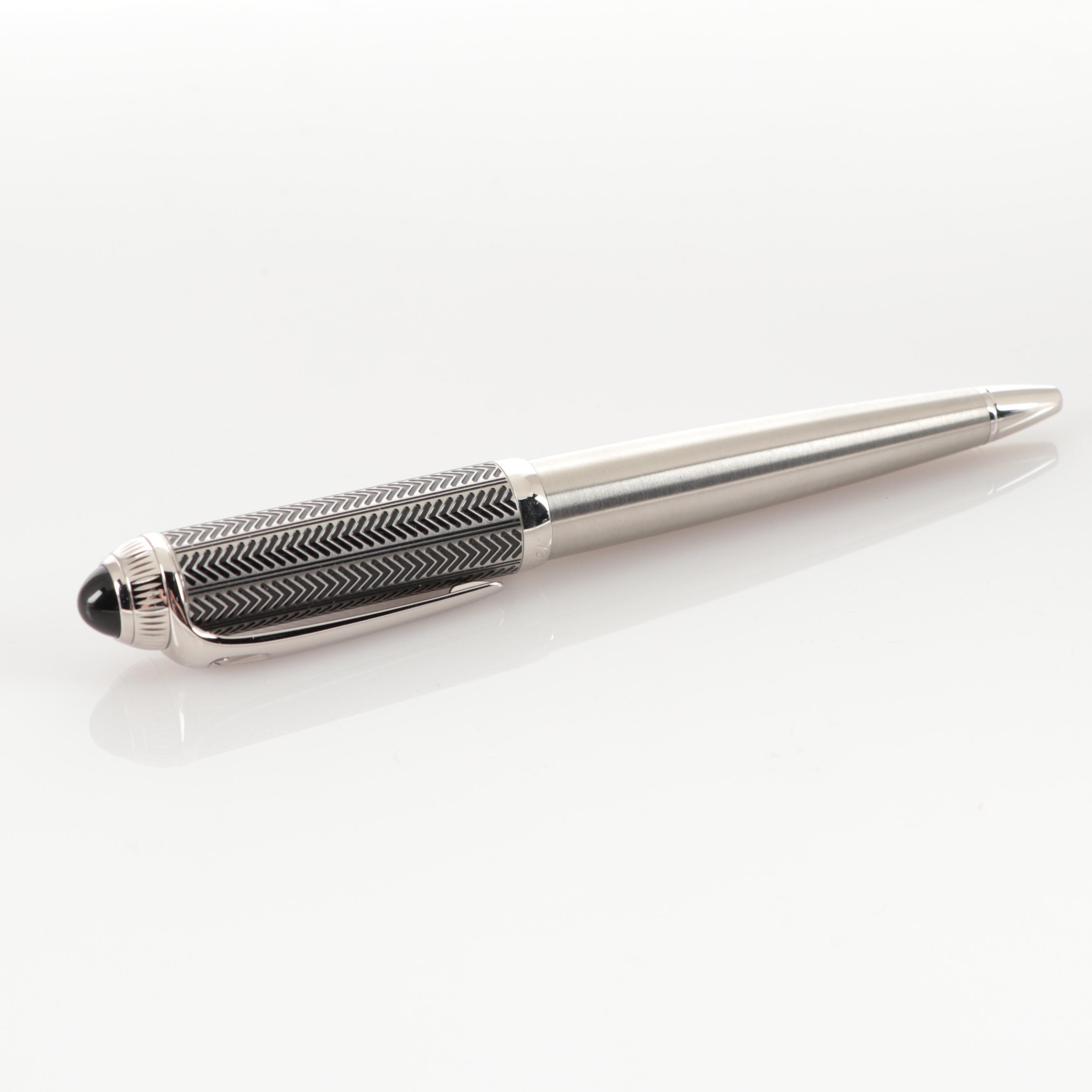 Cartier "Roadster Sport" Brushed Stainless Ballpoint Pen in Original ...