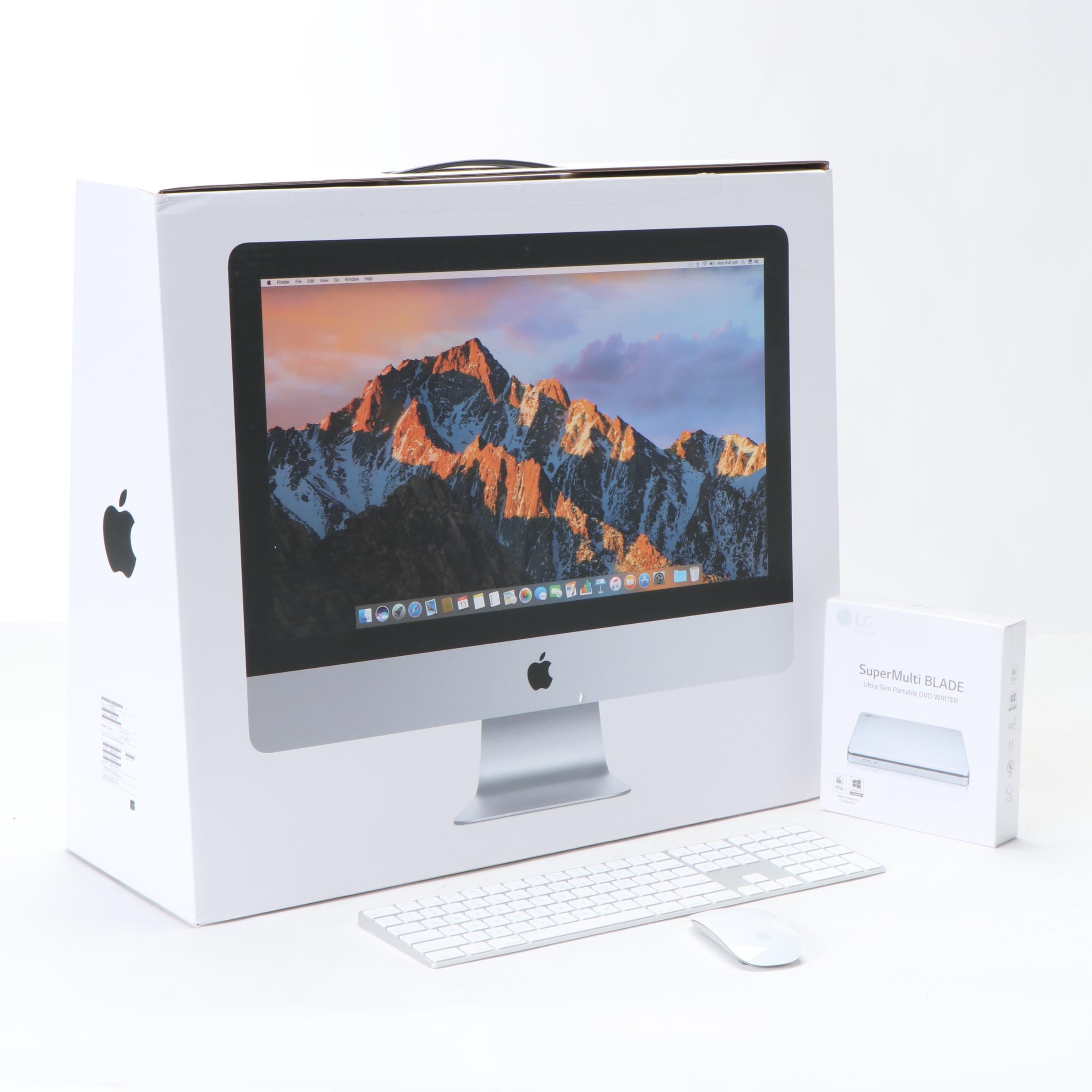 21.5" Apple iMac Desktop Computer with Mouse, Keyboard, and LG DVD ...