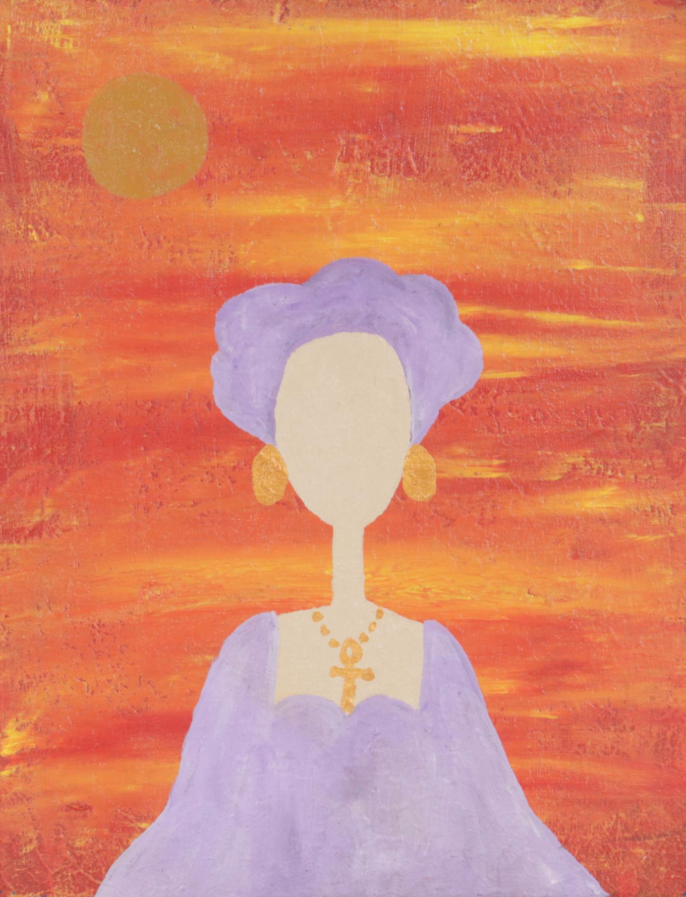 Amir Rashid Portrait Oil Painting of Woman with Ankh | EBTH