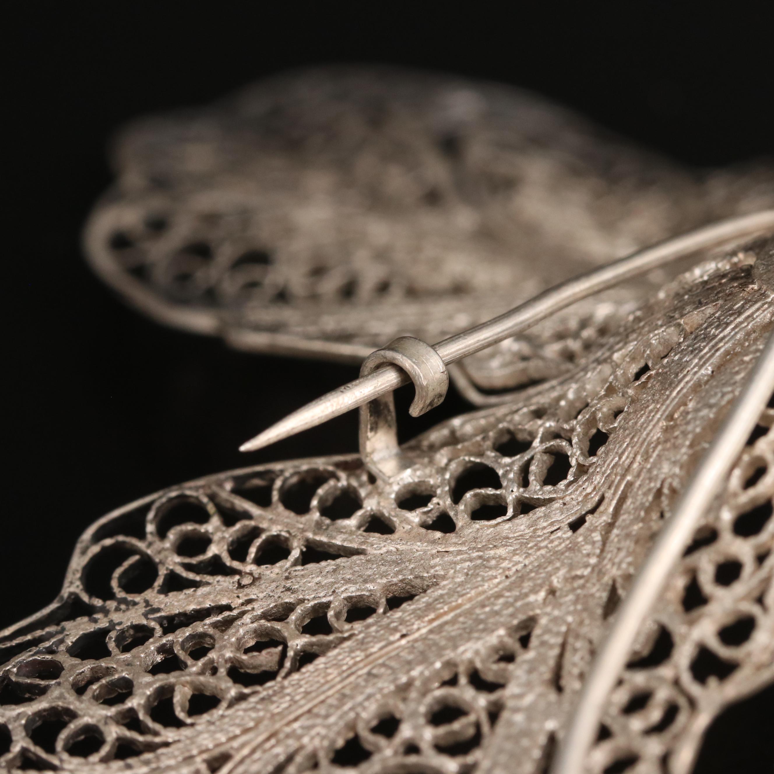 Sterling Silver Filigree Flower Brooch | EBTH